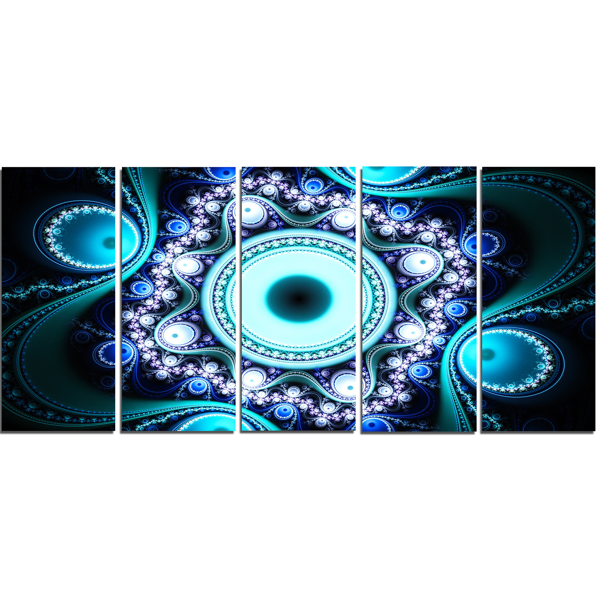 Design Art 'Turquoise Fractal Pattern with Circles' Graphic Art Print ...