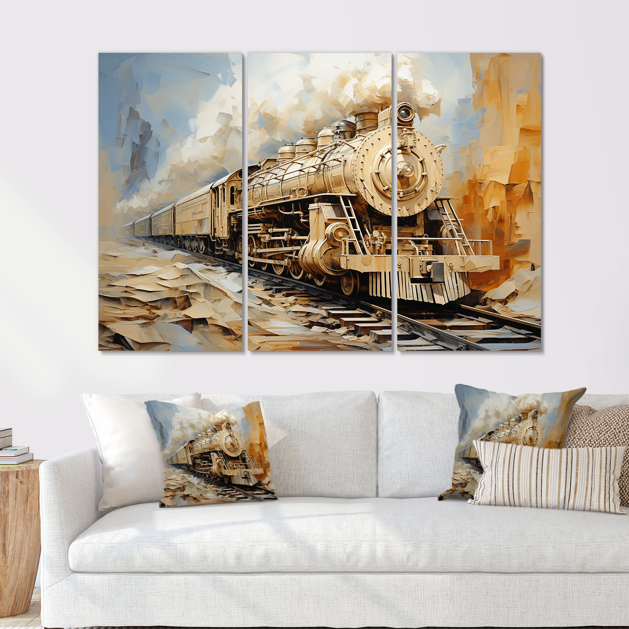 Trent Austin Design® Vintage White Train Dream - Train Wall Art Living ...