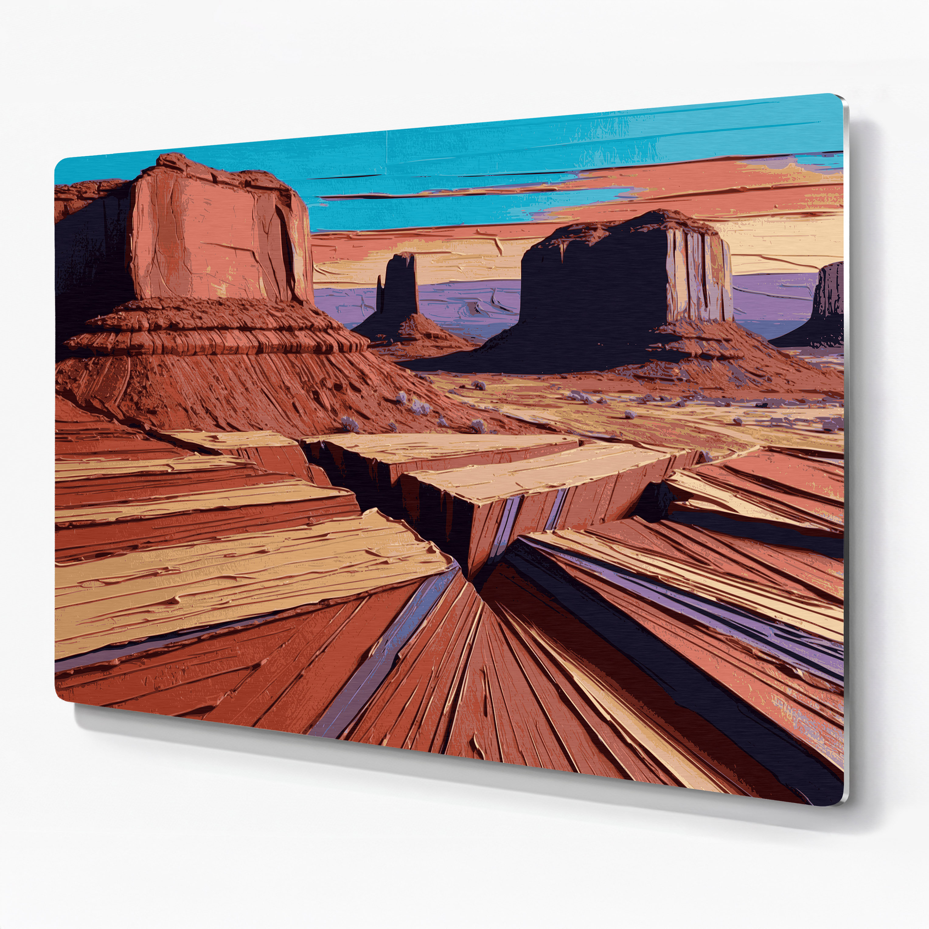 Latitude Run® Southwestern Patterns Mesa Lines 217 Brown Metal Wall Art ...