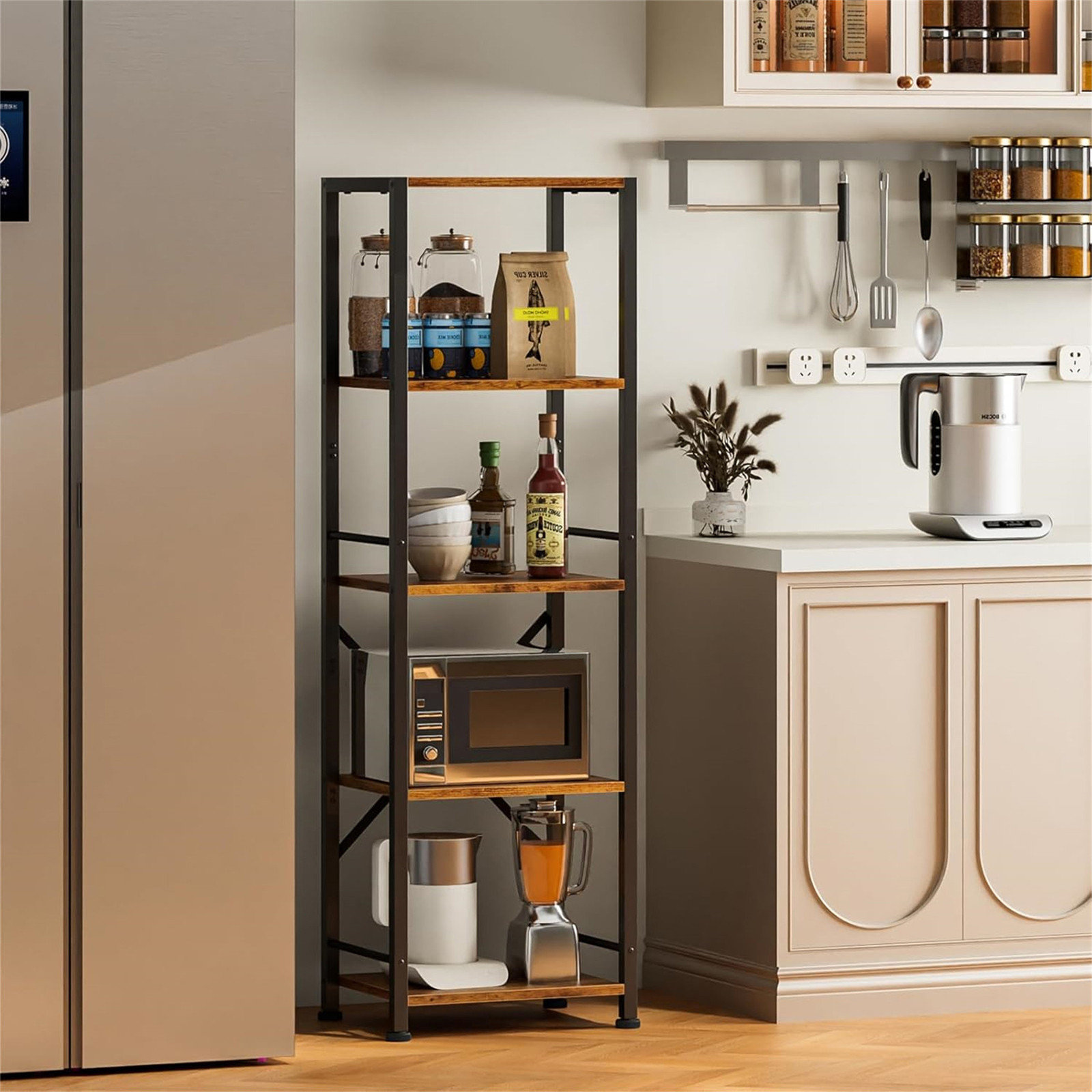 Latitude Run® 6-Tier White Bookshelf, Narrow Storage Rack, and Modern ...