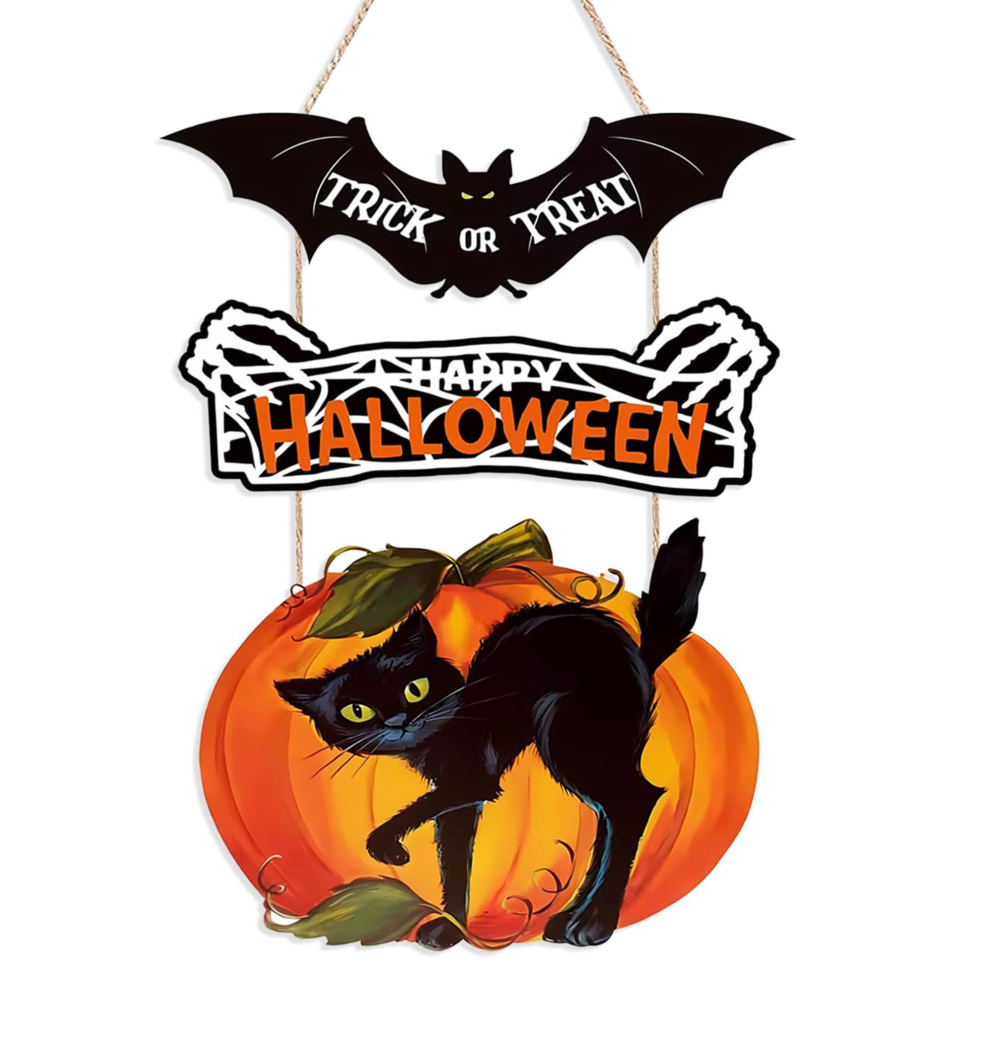 Ophelia & Co. Trick Or Treat ,Wooden Wall Decor Bat Black Cat Door ...