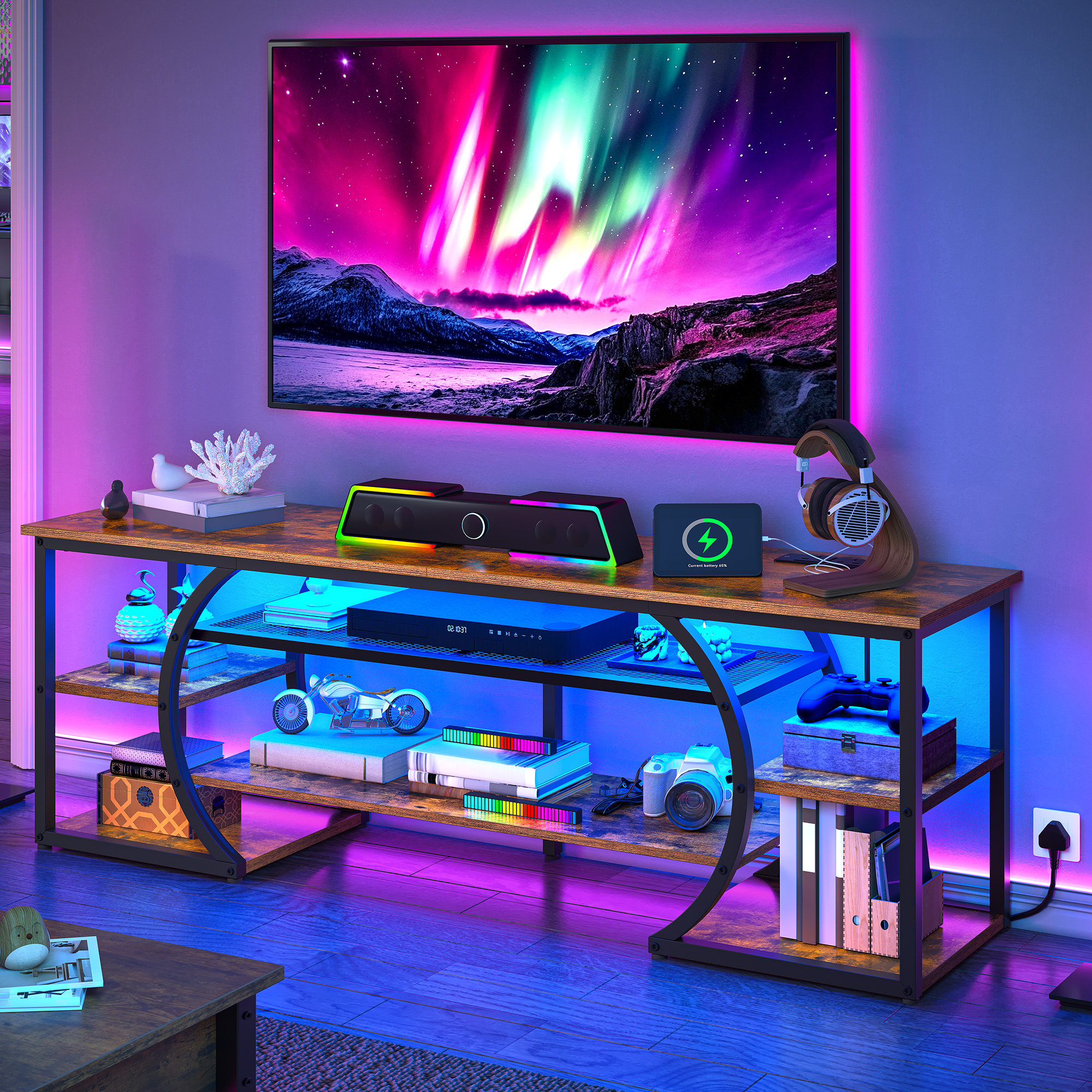 Borough Wharf 160cm Tv Stand Cabinet With 2 Ac & 2 Usb Socket For Tvs ...