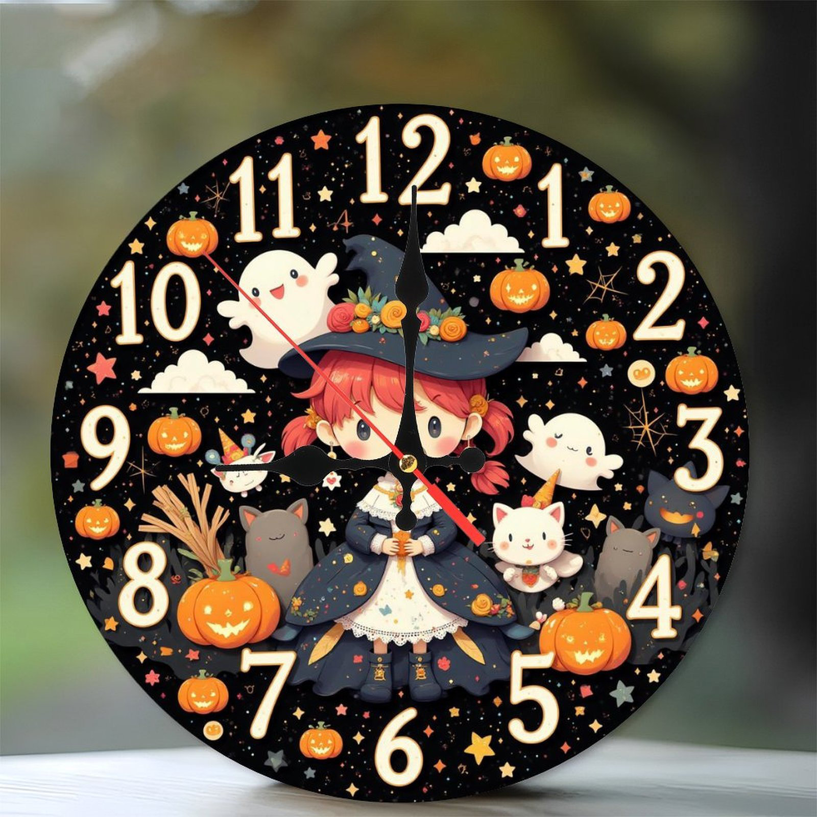 Dakota Fields Witch Clock With Pumpkins And Ghosts | Wayfair