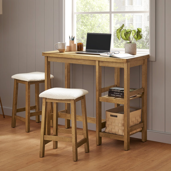 Red Barrel Studio® Wasima 3 - Piece Rubberwood Dining Set | Wayfair