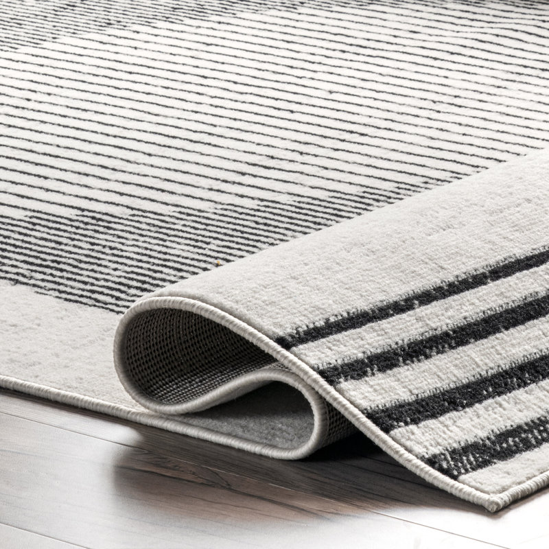 Wade Logan® Diller Machine Woven Performance Gray Rug & Reviews | Wayfair