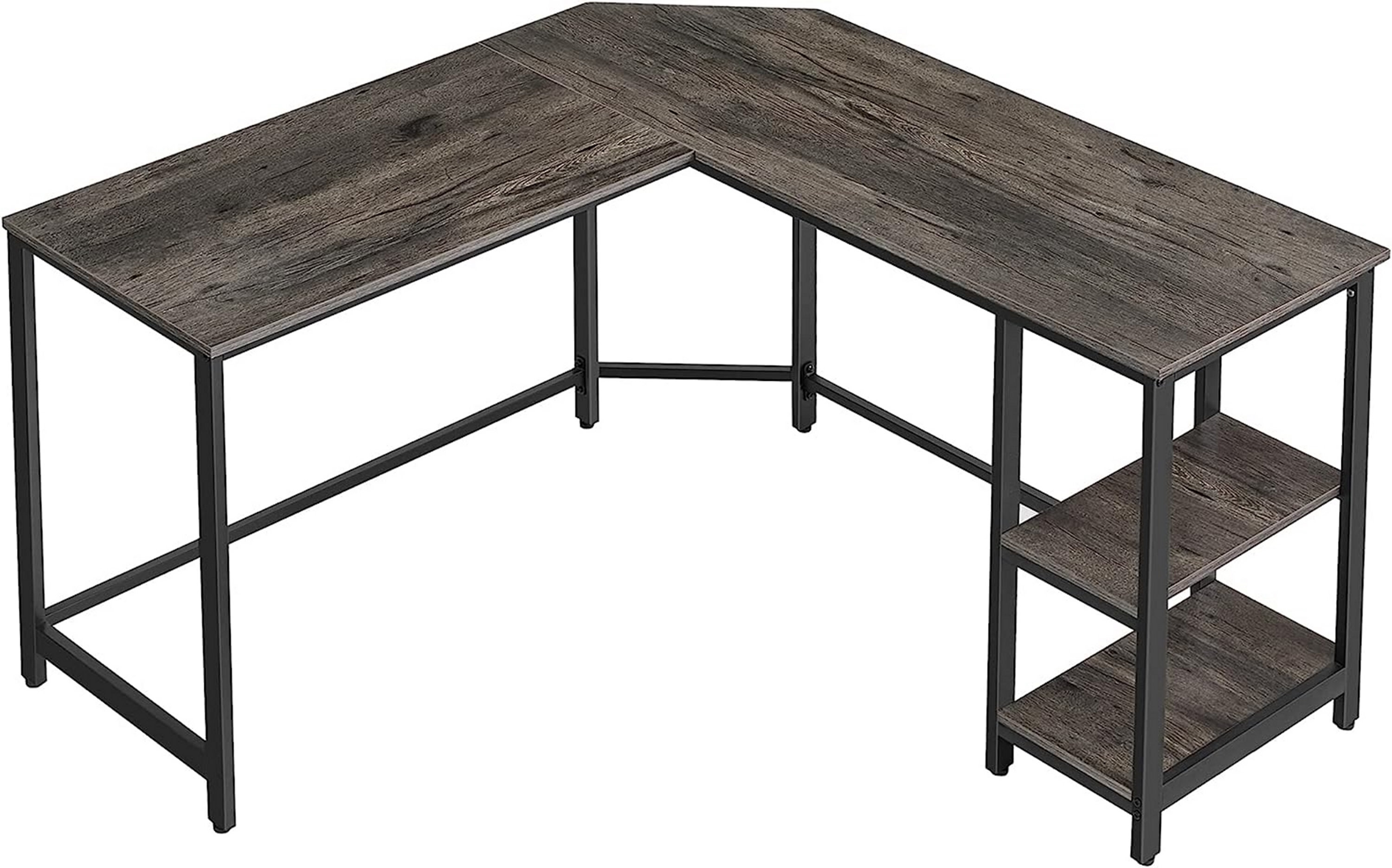 17 Stories L-Shaped Industrial Computer Desk With Shelves, Charcoal ...