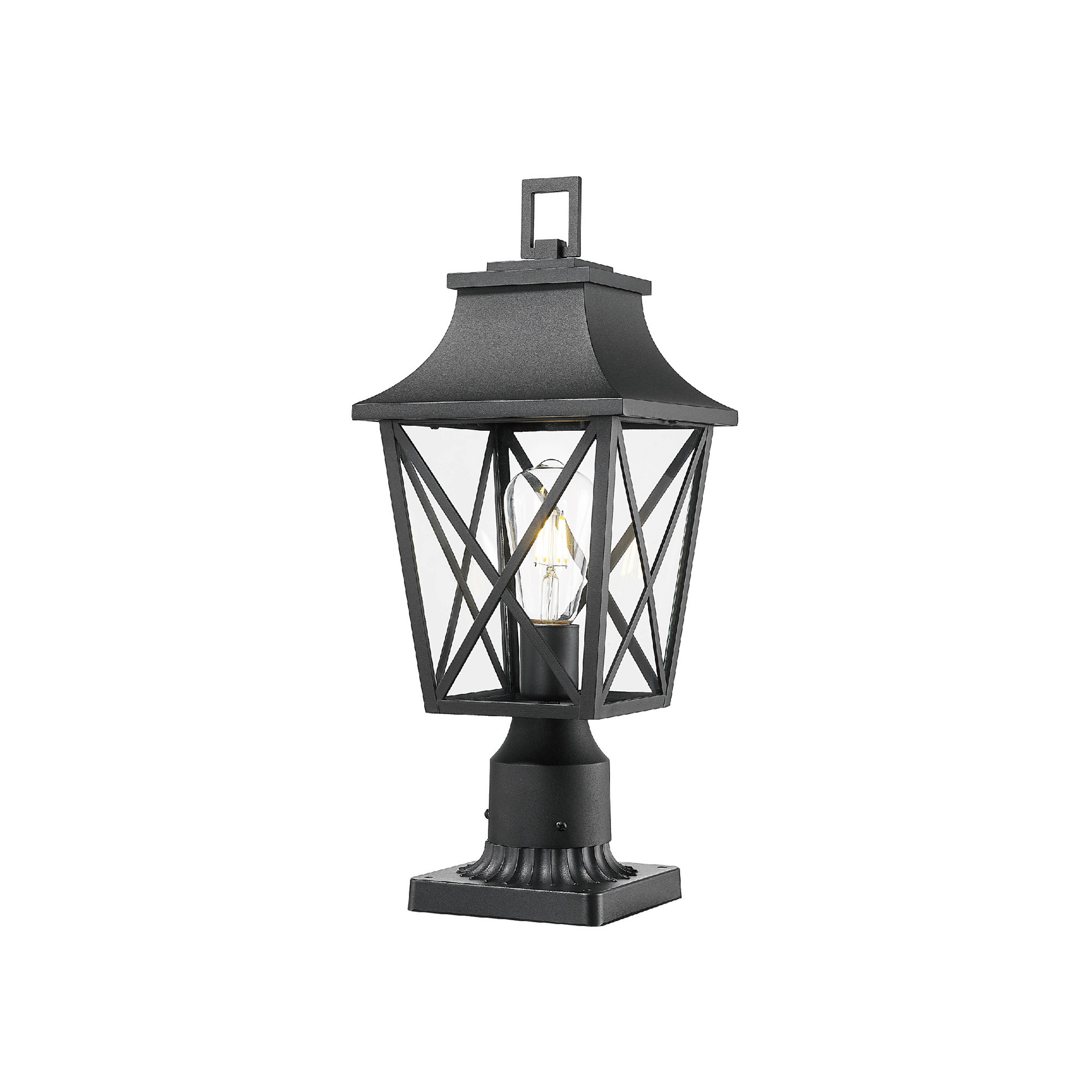 Taroo Clocks Outdoor Post Light, Black Pole Lantern Lighting Fixture ...