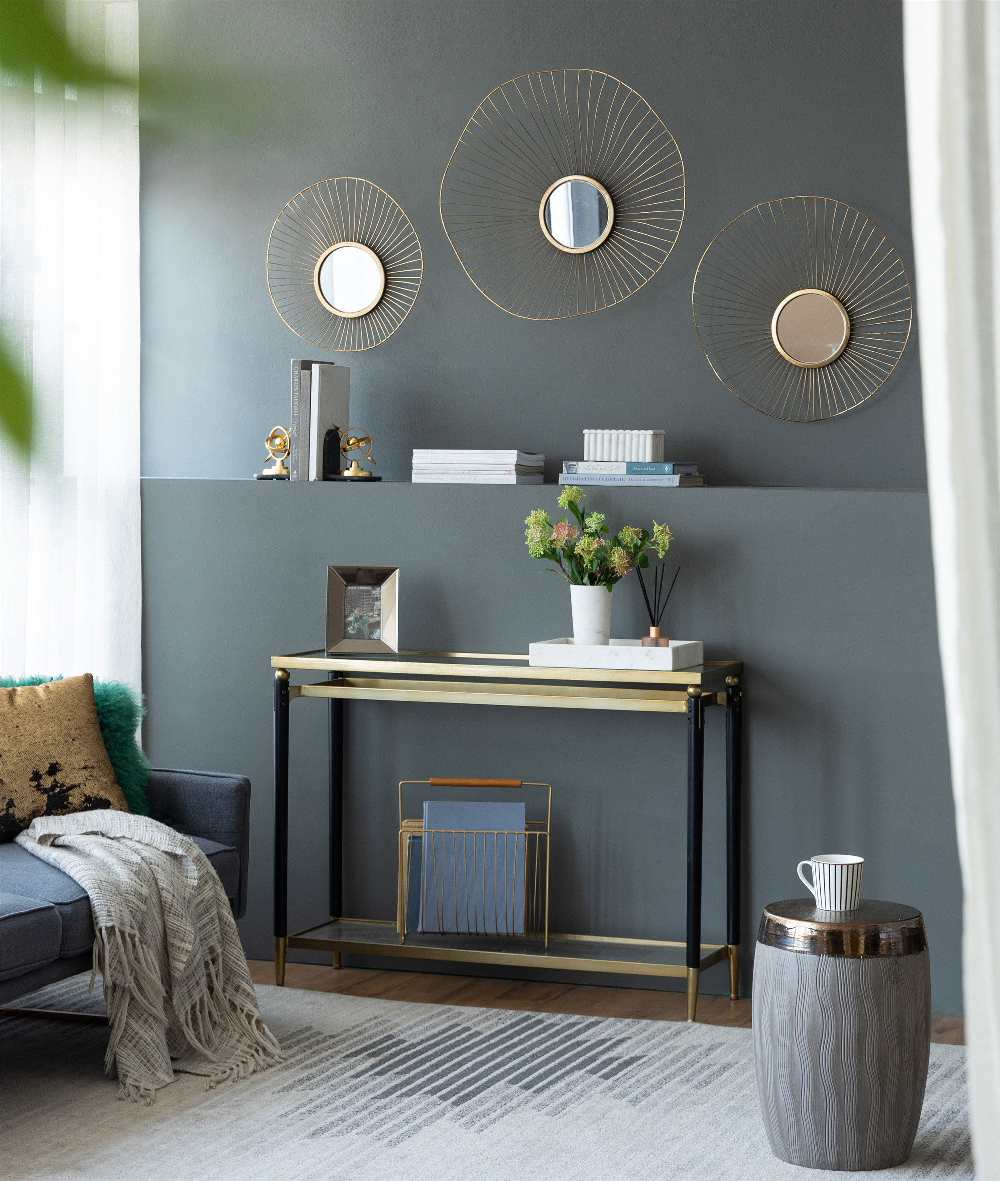 Ivy Bronx Set Of 3 Wall Mirror Abstract Designed Wall Mirrors With ...