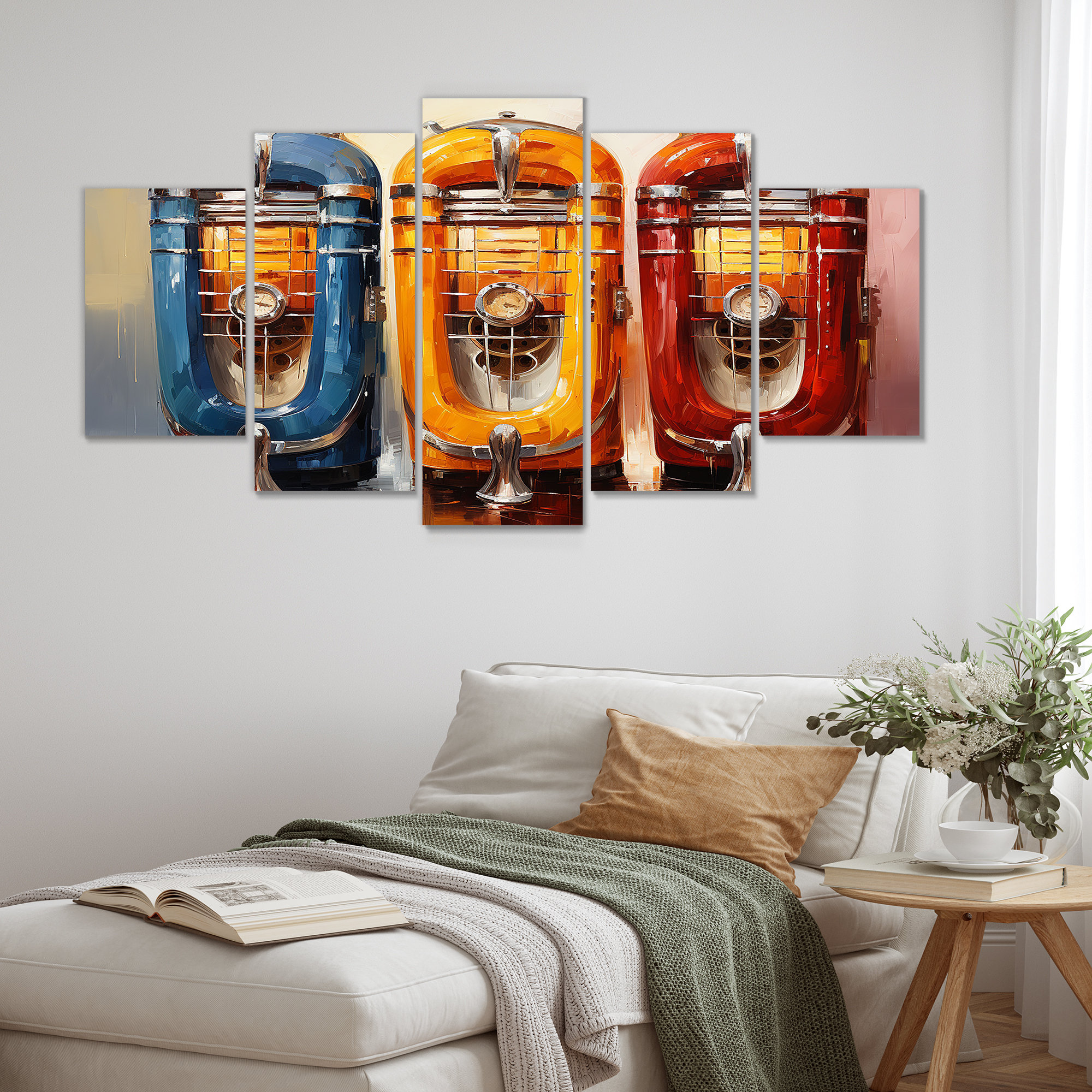 Lark Manor™ 'Coloful Modern Jukebox Jams I - Jukeboxes Multipanel Wall ...