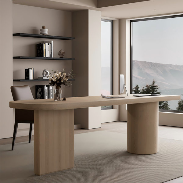 Tha Dream Team Modern Minimalist Beige Rectangular Solid Wood Office ...