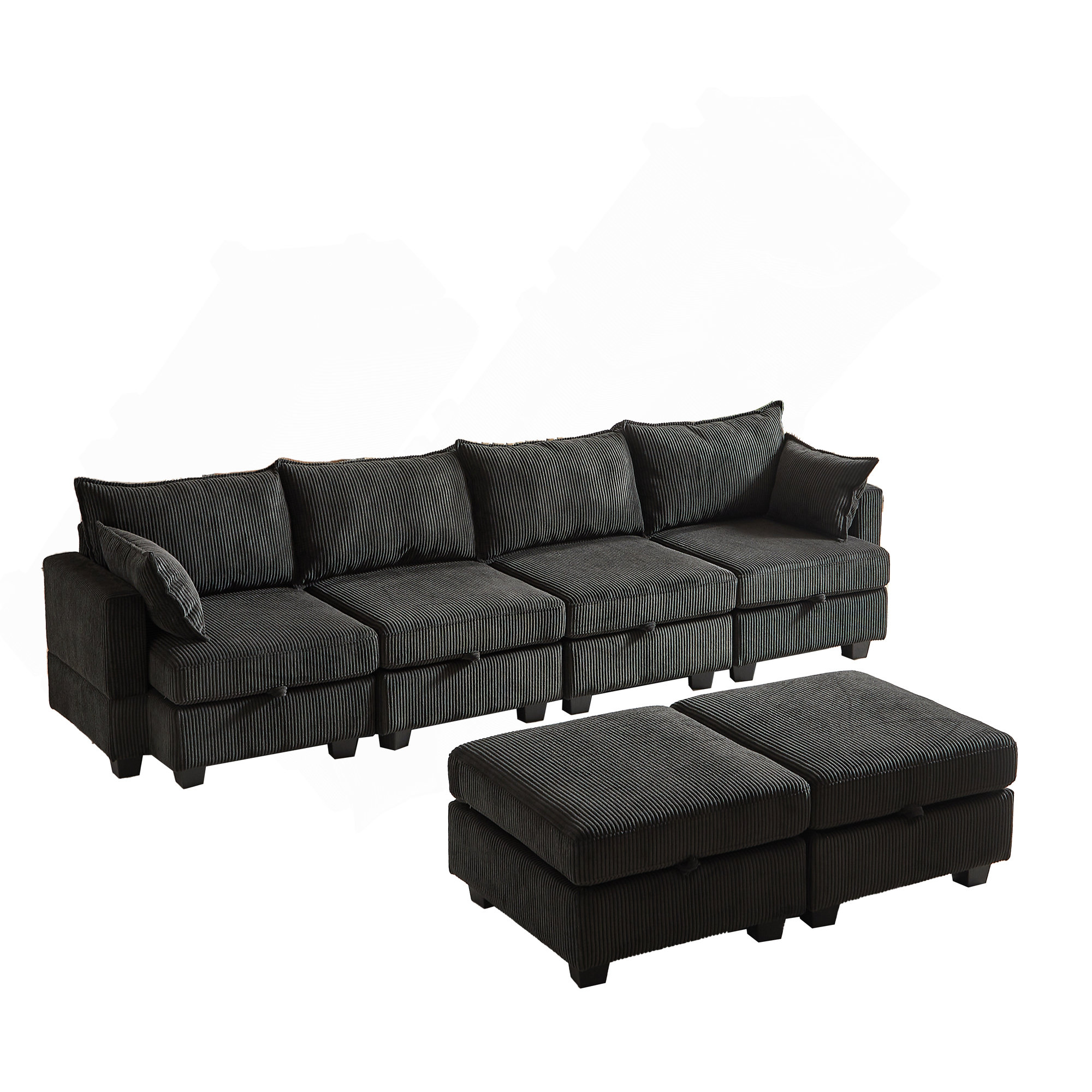 Latitude Run® 113.5'' Modular Sectiona Corduroy Sofa, Sectional Couches ...
