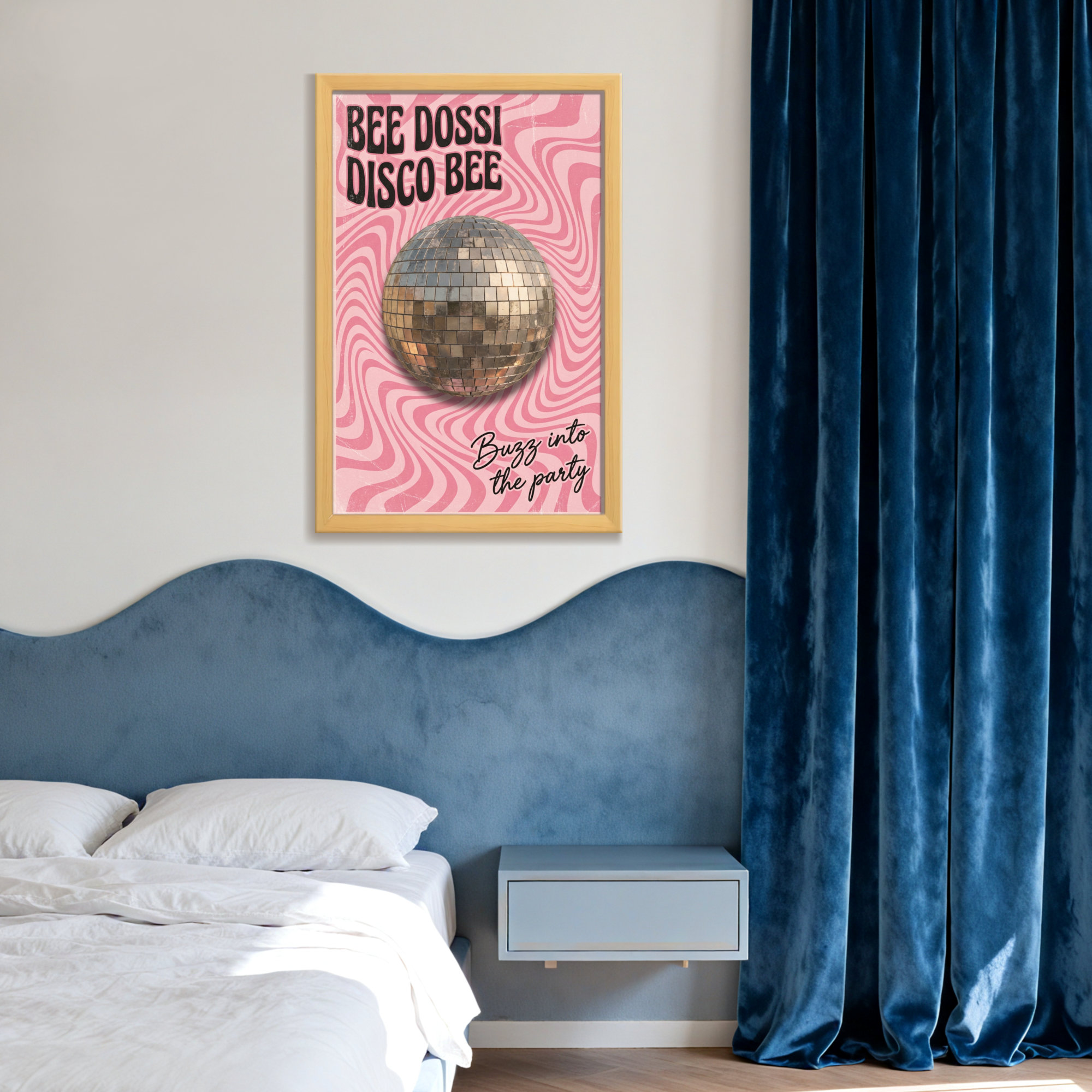 Winston Porter Fashion Pink Swirl Background Mirror Ball Bee Theme ...