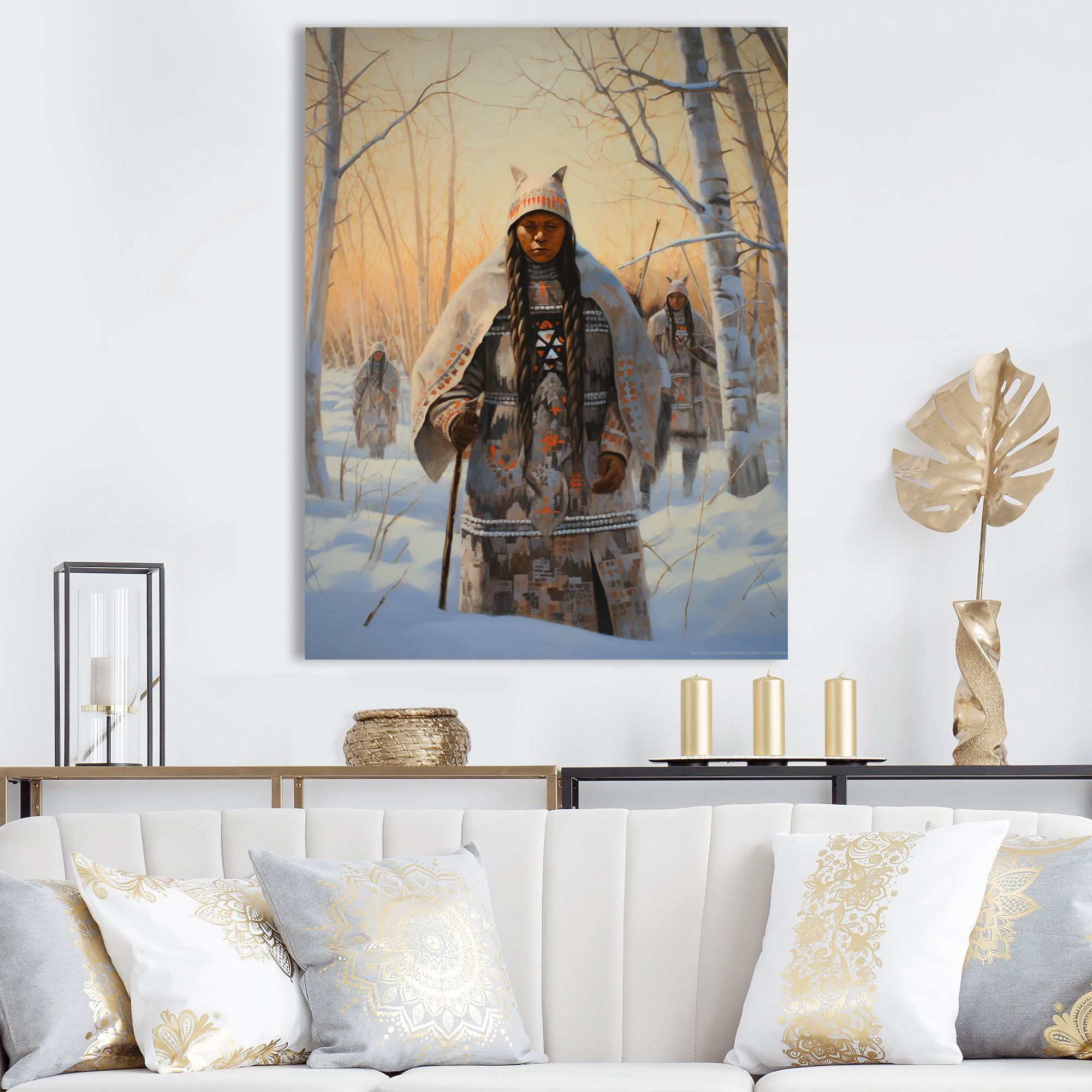 Design Art Native Winter Traditional Warrior I On Canvas Print | Wayfair