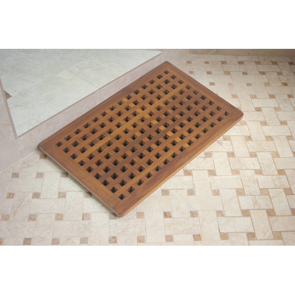 Aqua Teak Grate™ Teak & Wood Bath Rug with Non-Slip Backing & Reviews ...