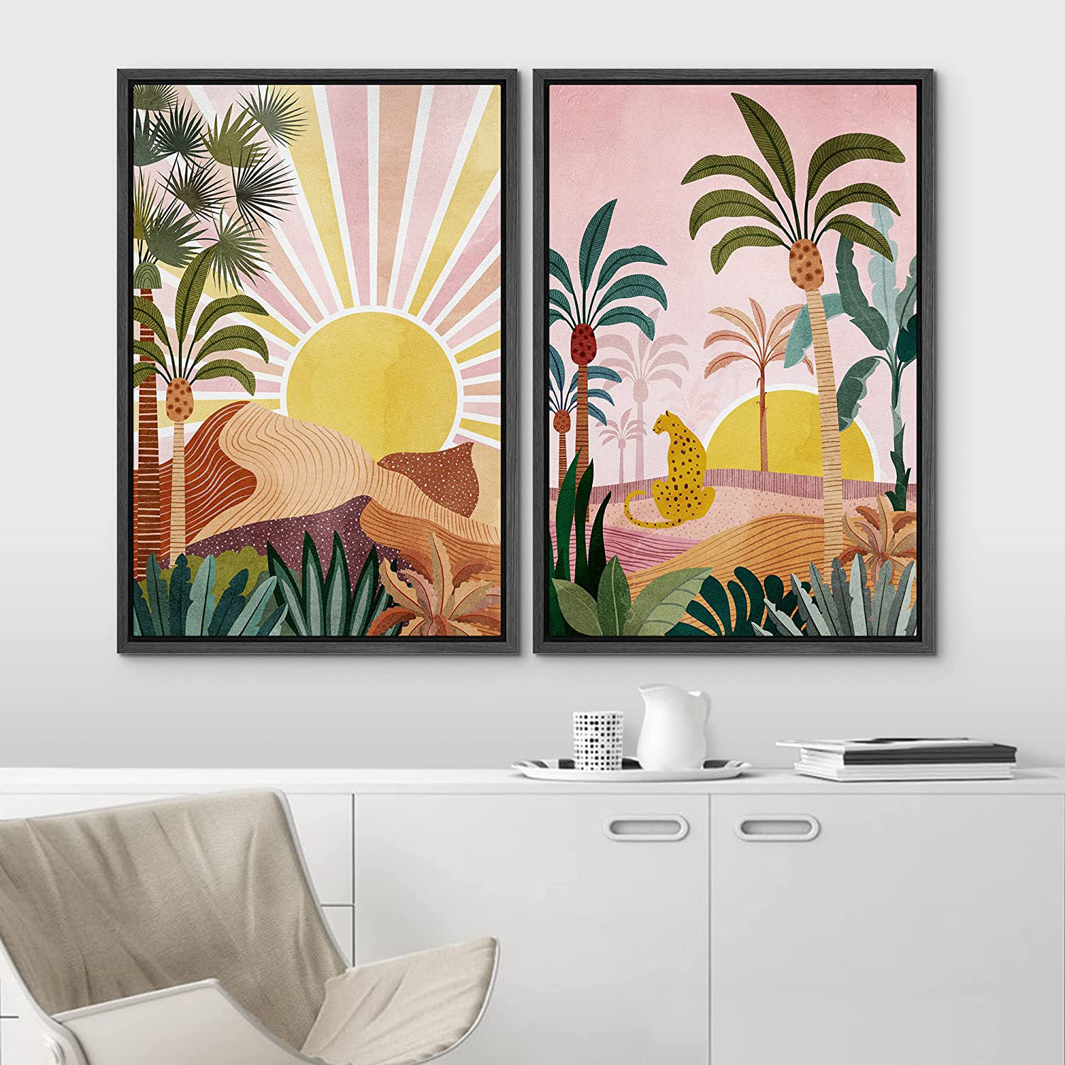IDEA4WALL Bright Preppy Animals Sunlight Over Tropical Jungle Cheetah ...
