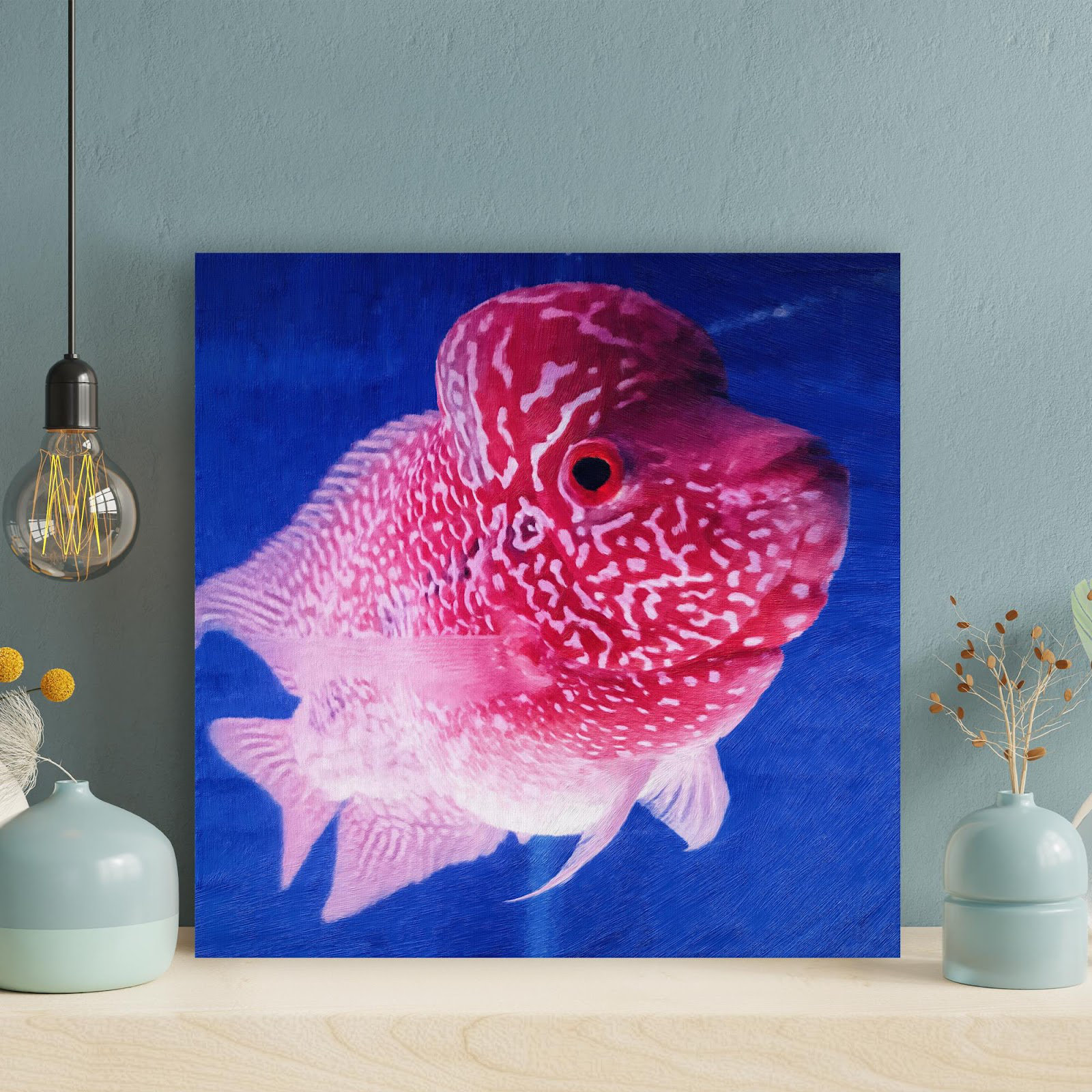 Rosecliff Heights Pearl Flowerhorn Cichlid - 1 Piece Square Graphic Art ...