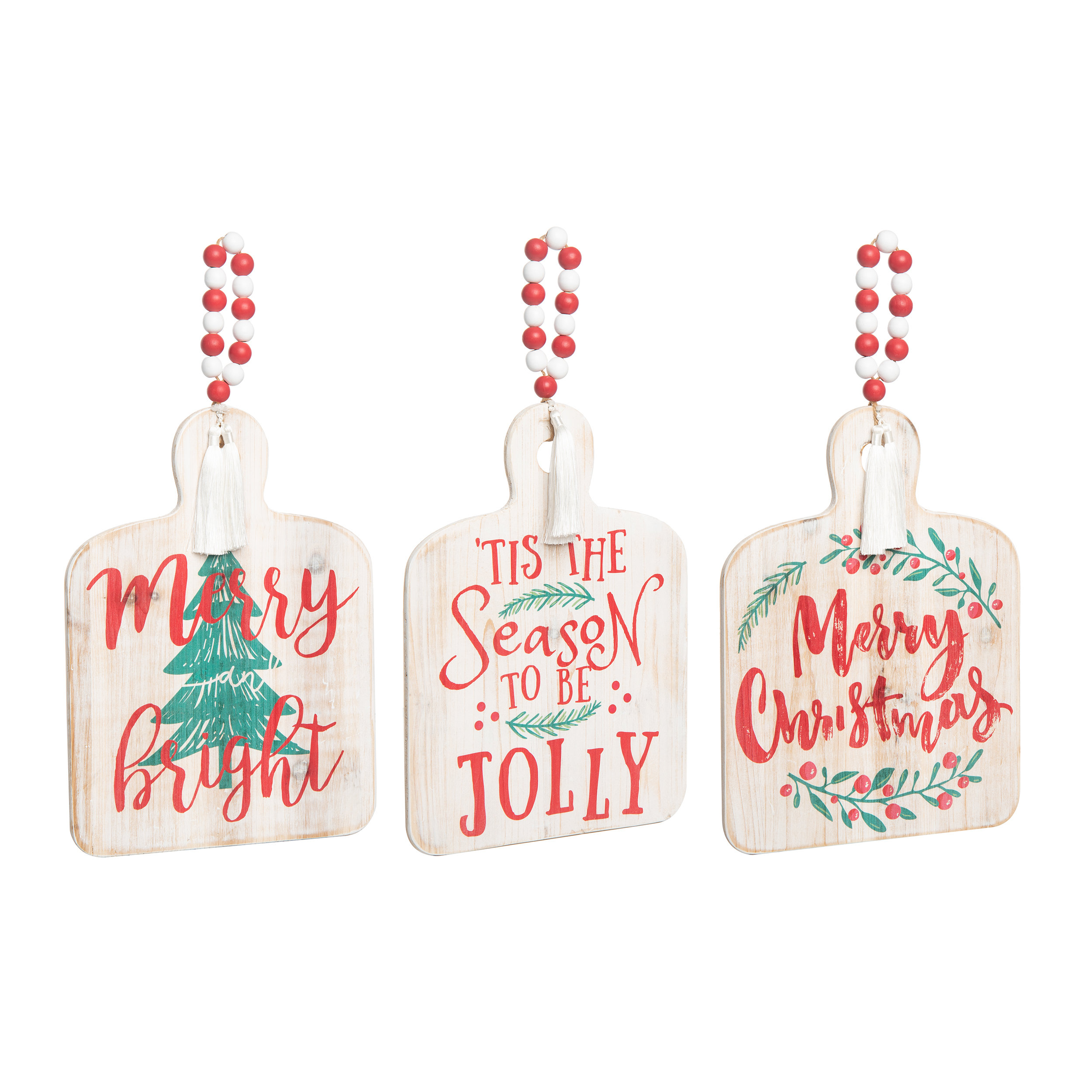 Transpac Wood Cutting Board Decor Set of 3 Christmas Home Decorations ...