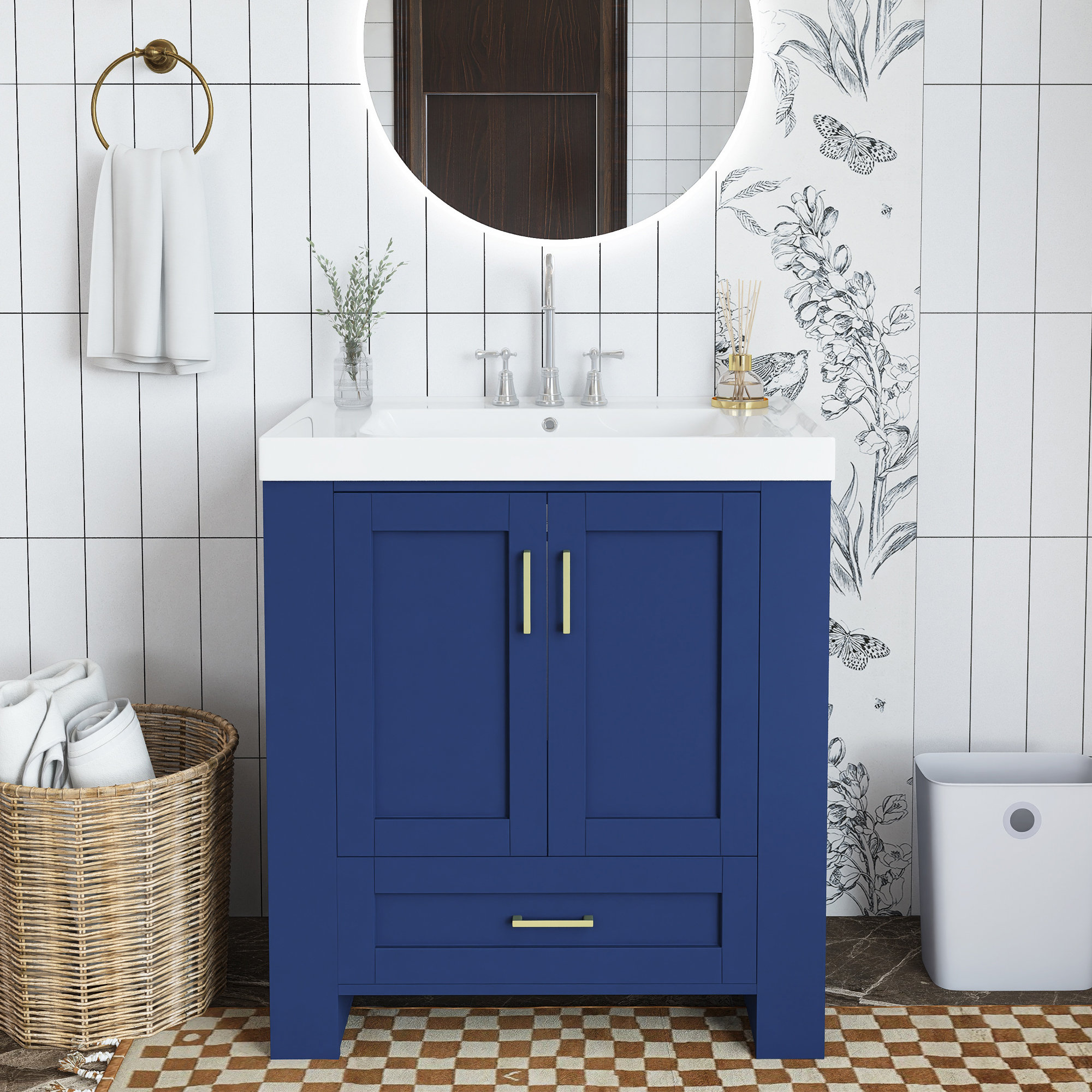 Ebern Designs Sokat 30'' Single Bathroom Vanity with Resin Top ...
