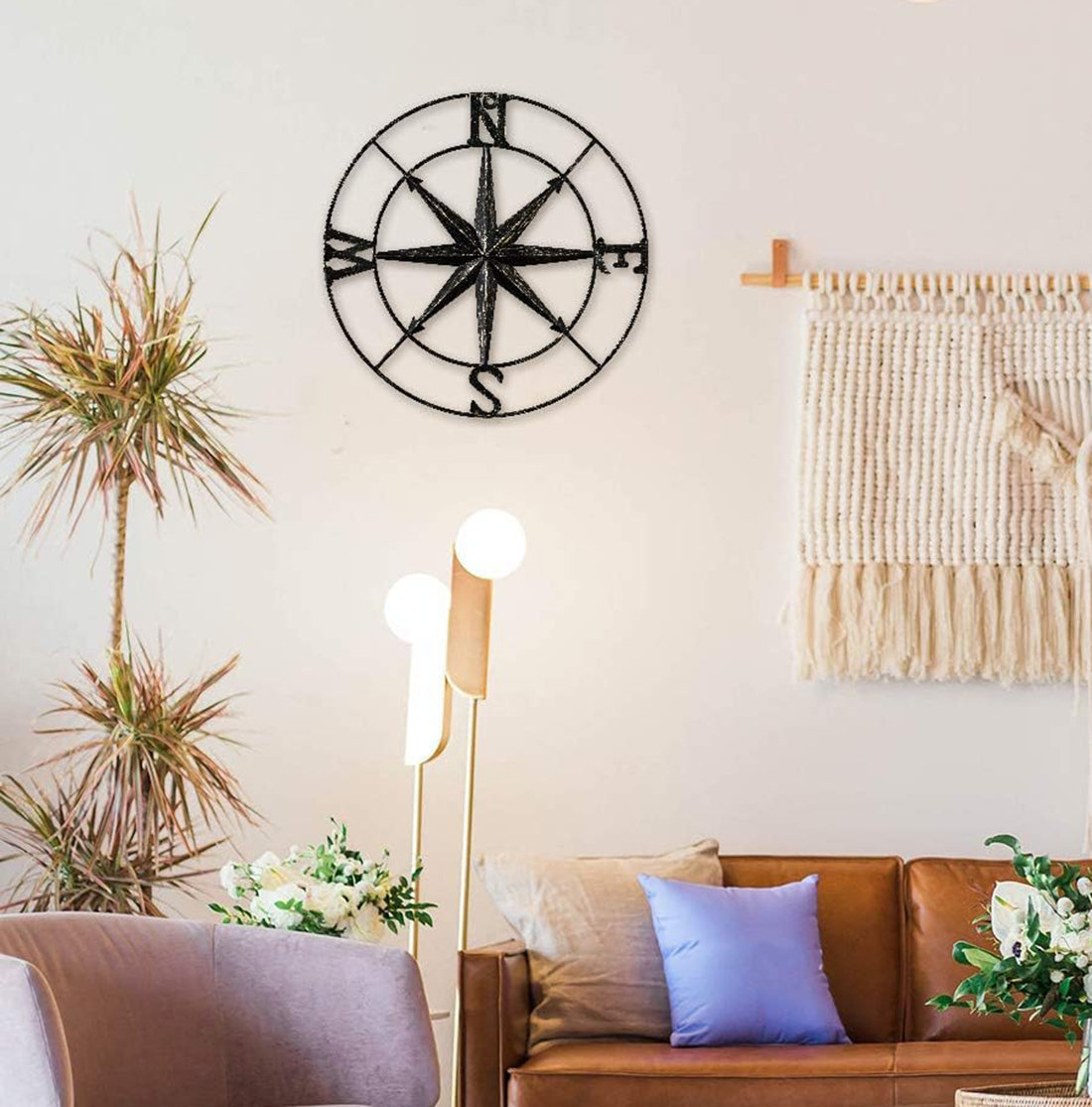 House of Hampton Compass Wall Decor Decorative Round Metal Compass ...