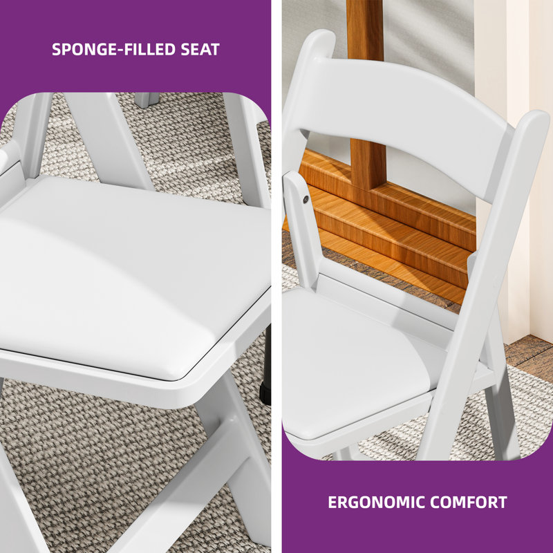 Red Barrel Studio® Stackable White Resin Folding Chairs with Padded ...