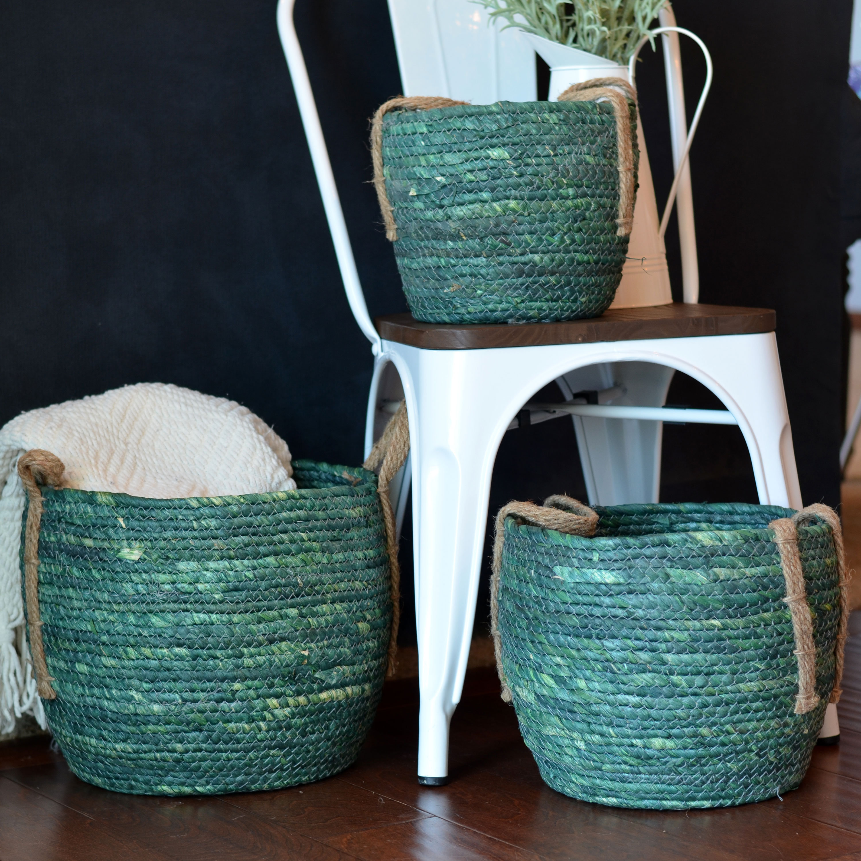 Bayou Breeze 3 Piece Green Wicker Basket Set & Reviews - Wayfair Canada