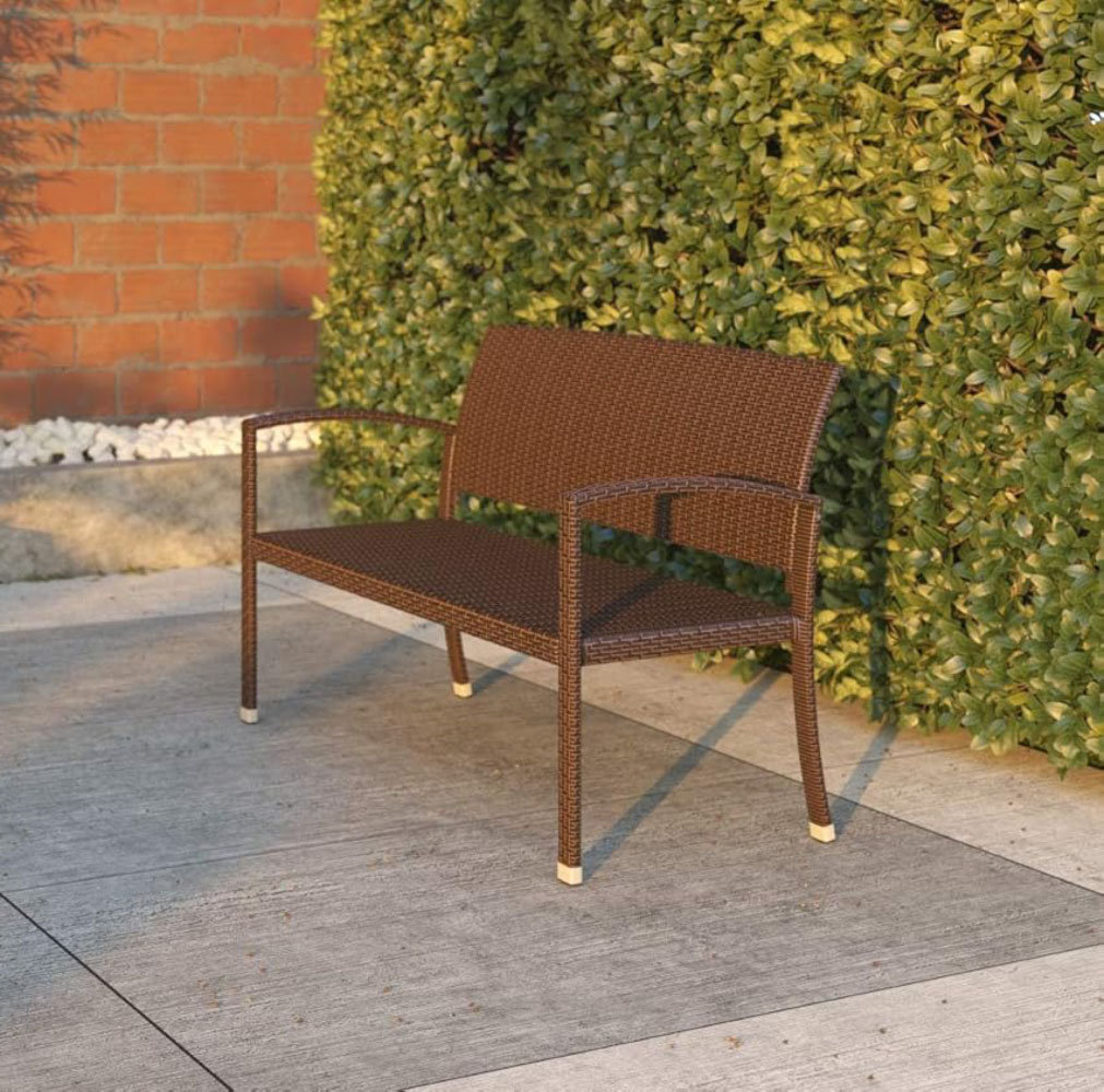Rosecliff Heights Patio PU Wicker Steel Frame All Weather Bench | Wayfair