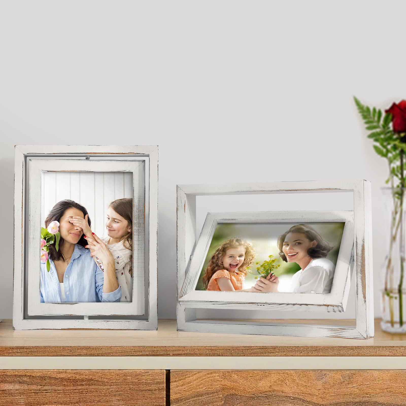 Latitude Run® 2 Pack 5x7 Rotating Floating Picture Frames | Wayfair