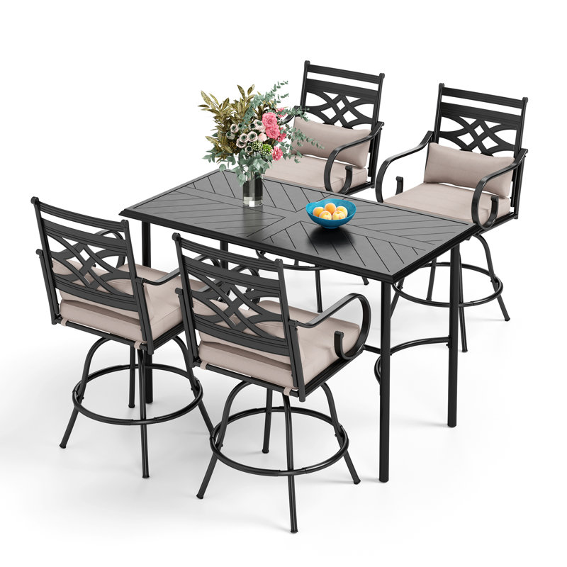 Lark Manor Alyne 4 - Person Rectangular Outdoor Dining Set with ...