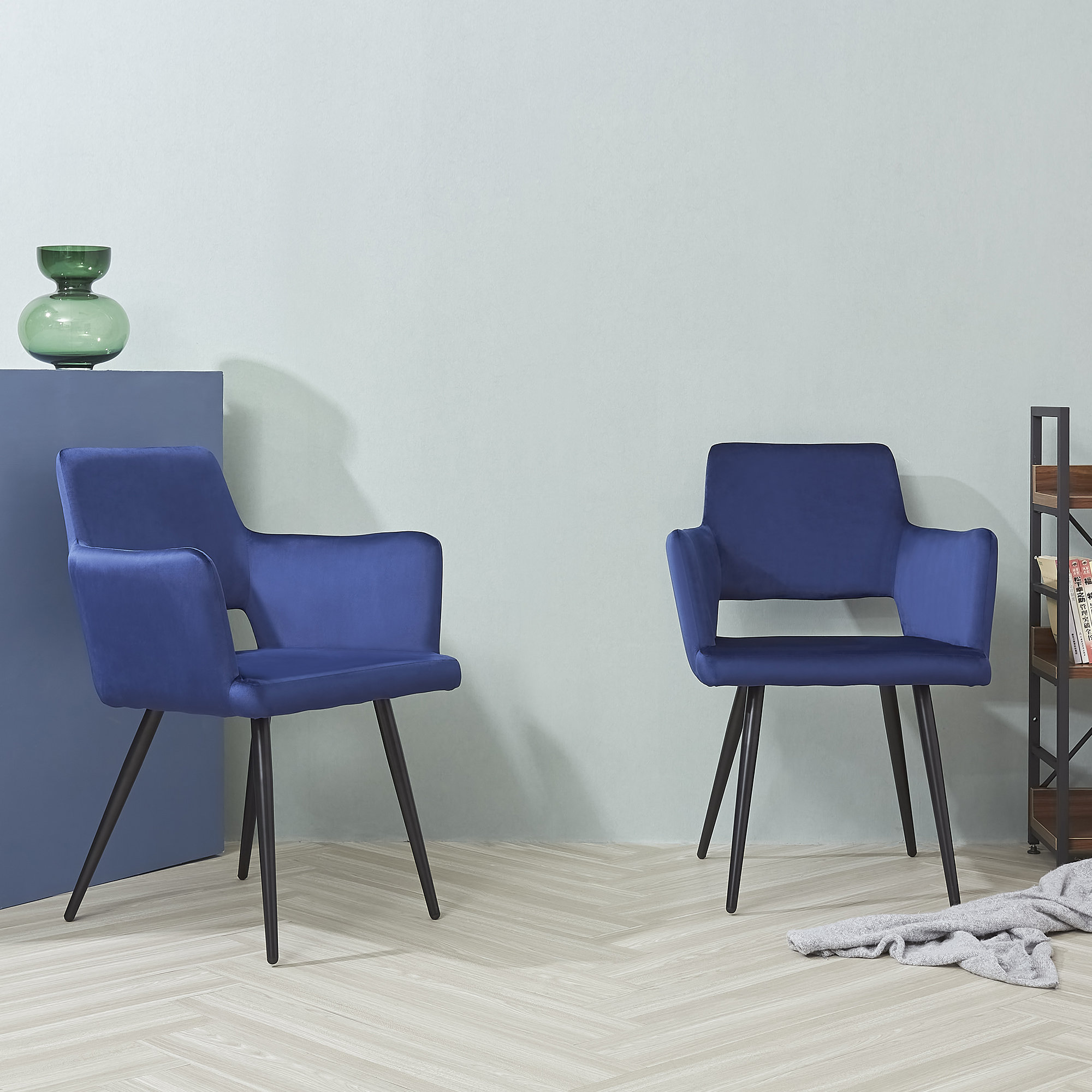 Corrigan Studio 2x Draughn Upholstered Dining Chair with Black Metal ...