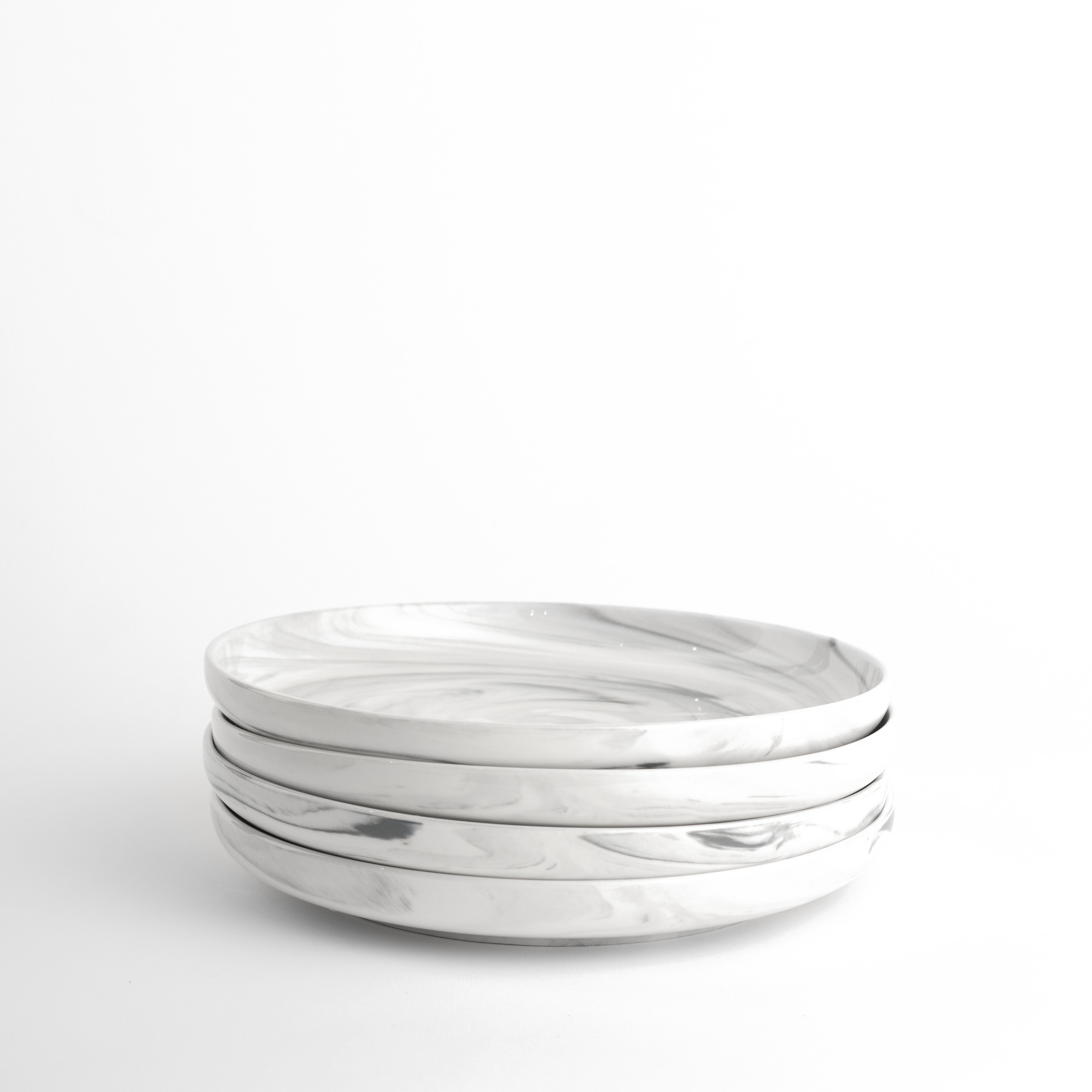 Orren Ellis Ceramic Dinnerware, 4-pack, Dish Set Grey Marbleized 8-inch ...