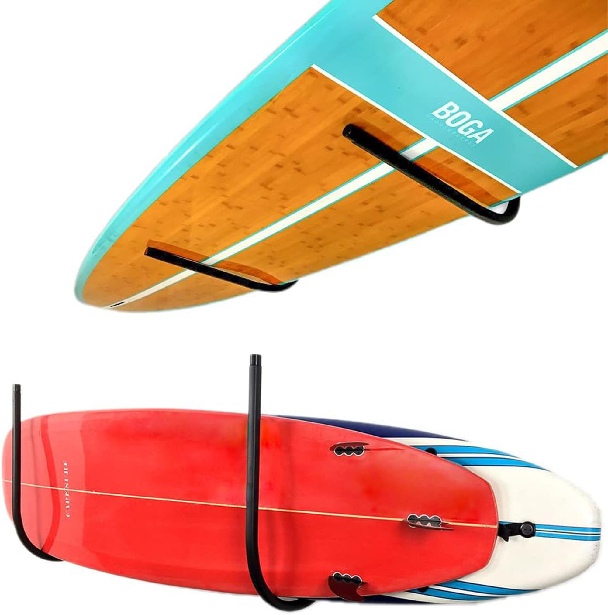 Artmeer Dual-Mount Steel Surfboard & SUP Rack - 50Lbs Capacity, Padded ...