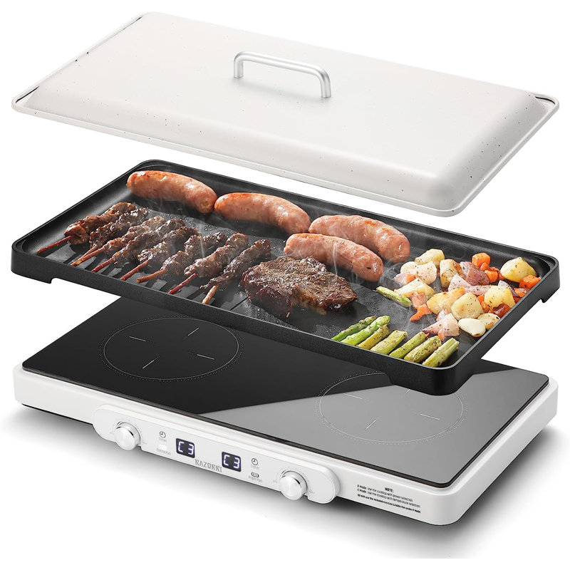Razorri Electric Induction Cooktop, Removable Cast Iron Griddle Pan Non ...