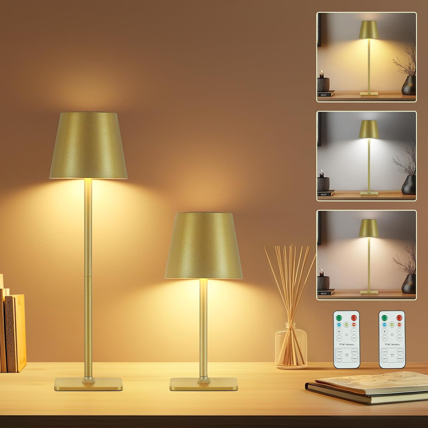 BY Family Rechargeable Cordless Table Lamp With Remote Control, 5200Mah ...