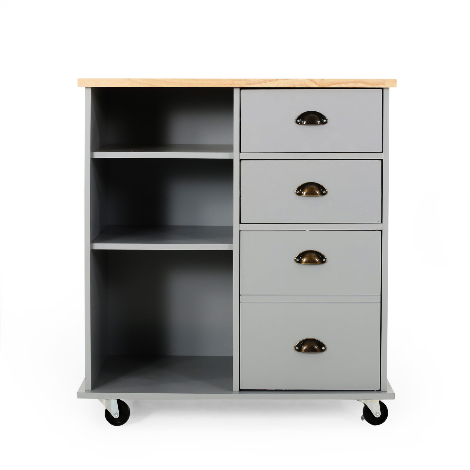 Latitude Run® Provence Kitchen Cart With 2 Drawers+1 Door(No Include ...