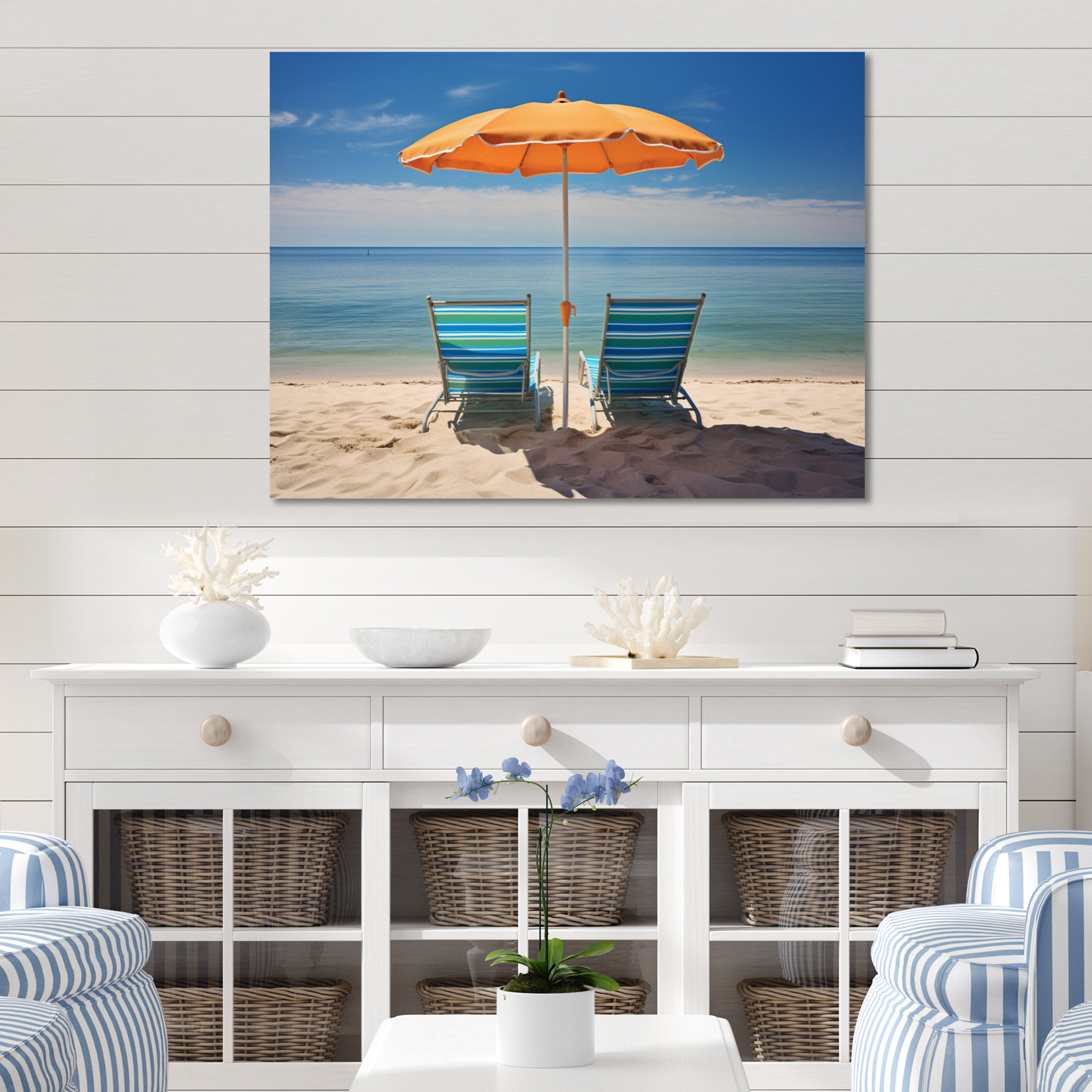 Dovecove Teal Beach Chairs II - Nautical & Beach Metal Wall Decor ...