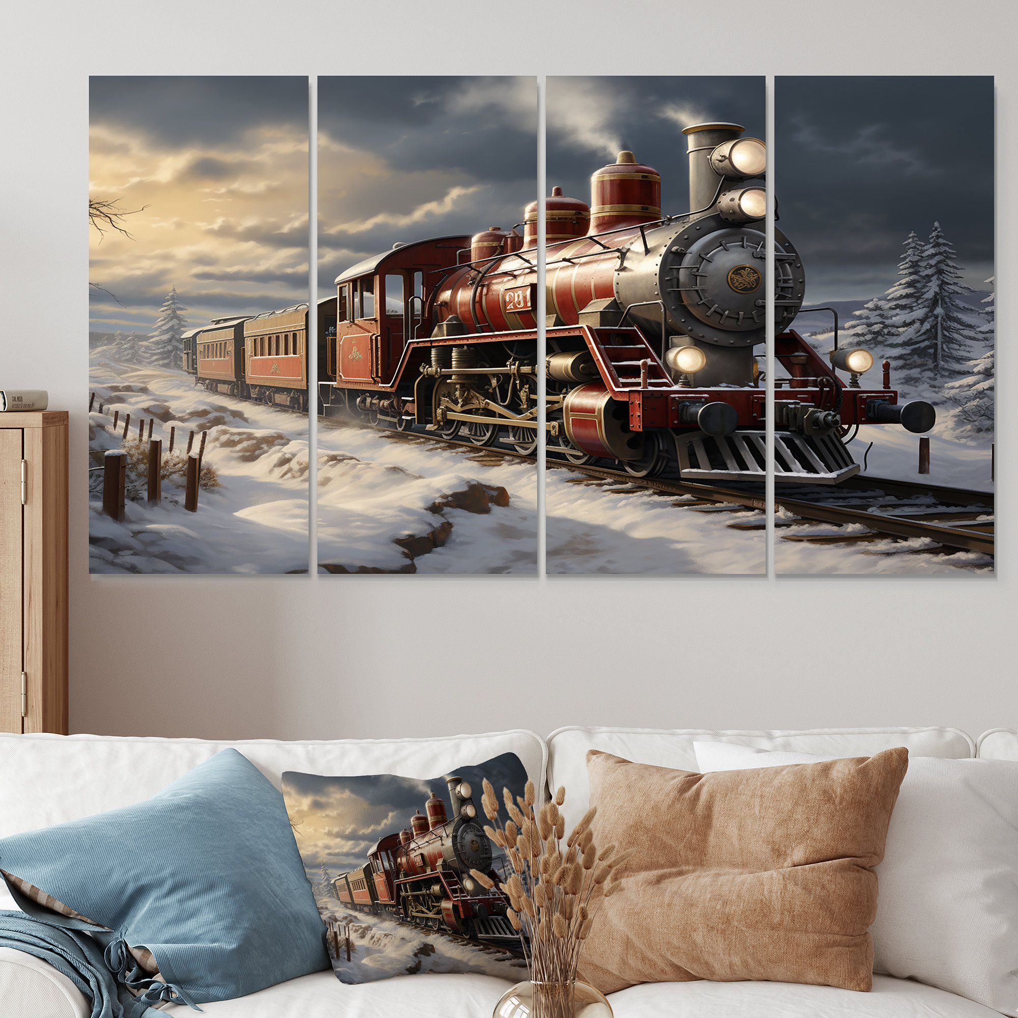 The Holiday Aisle® Christmas Countryside Winter Train - Transportation ...