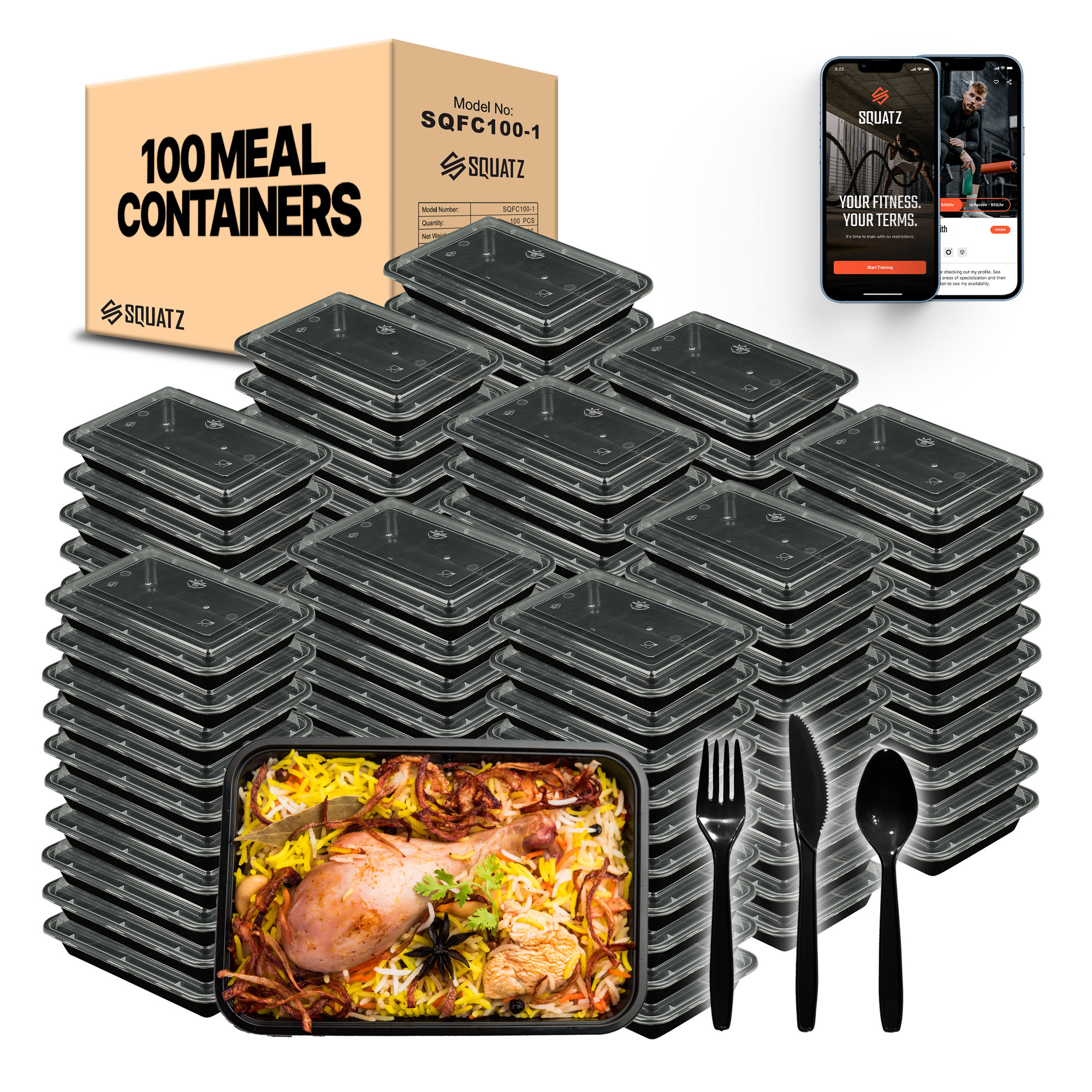 SereneLife Microwavable Food Container With Utensil Set - Black ...