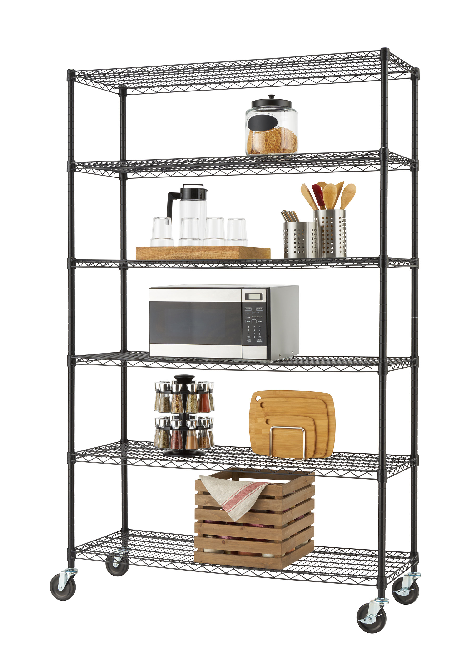 TRINITY EcoStorage 6-Tier NSF Steel Wire Shelving Unit w/ Wheels (48 in ...