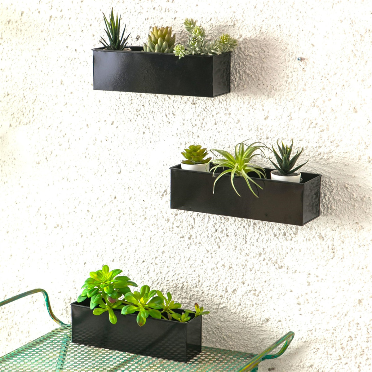 Latitude Run® Metal Hanging Flower Pots, Long Window Sill Plant Box ...