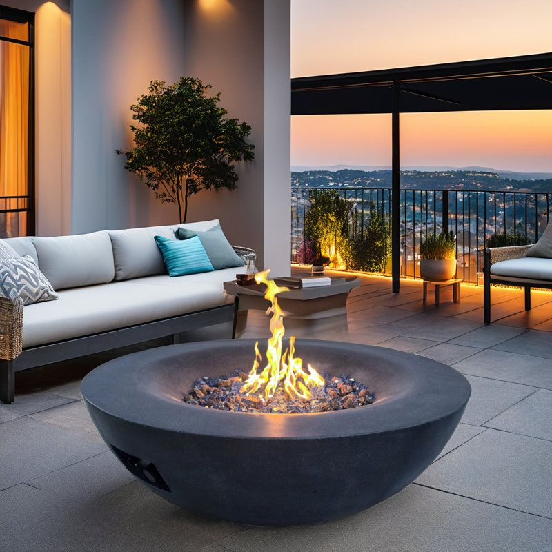 Latitude Run® Outdoor Concrete Propane gas Fire Pit bowl - Wayfair Canada