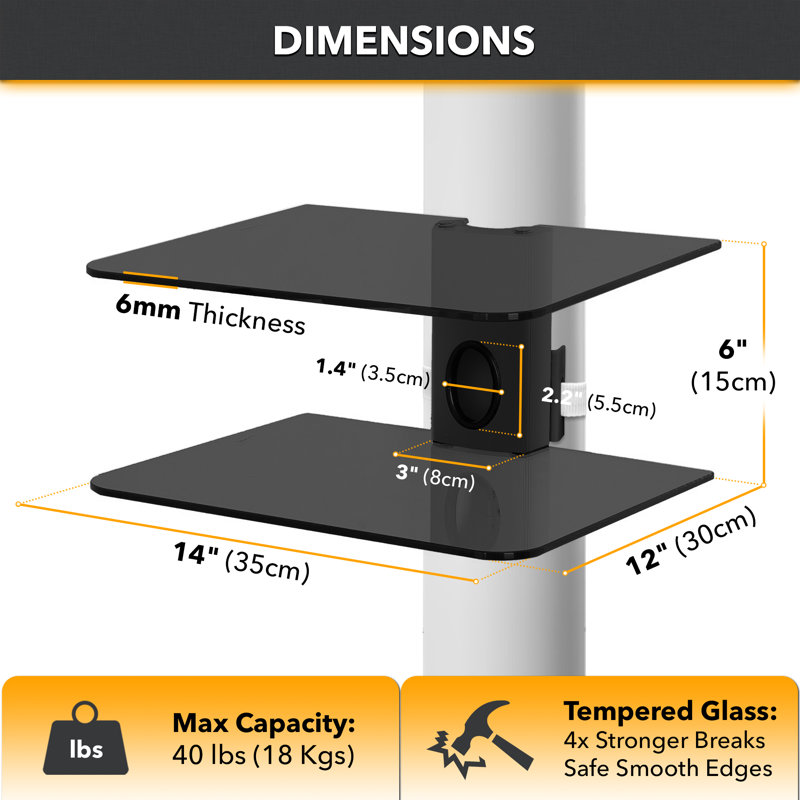 Latitude Run® NO Drill Pillar/Wall Floating Shelves,Holds 40lbs,Fits 8 ...