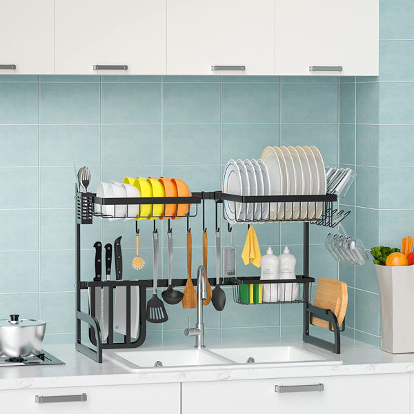 LGHM Stainless Steel Adjustable 2 Tier Dish Rack | Wayfair