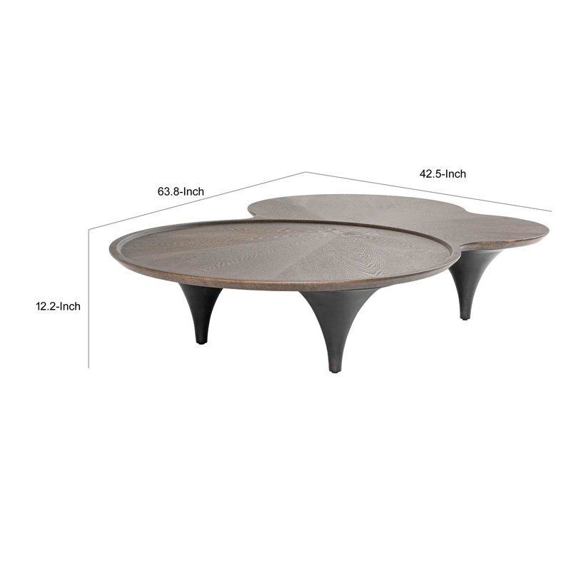 Benjara 64 Inch Coffee Table, Free Form Irregular Top | Wayfair