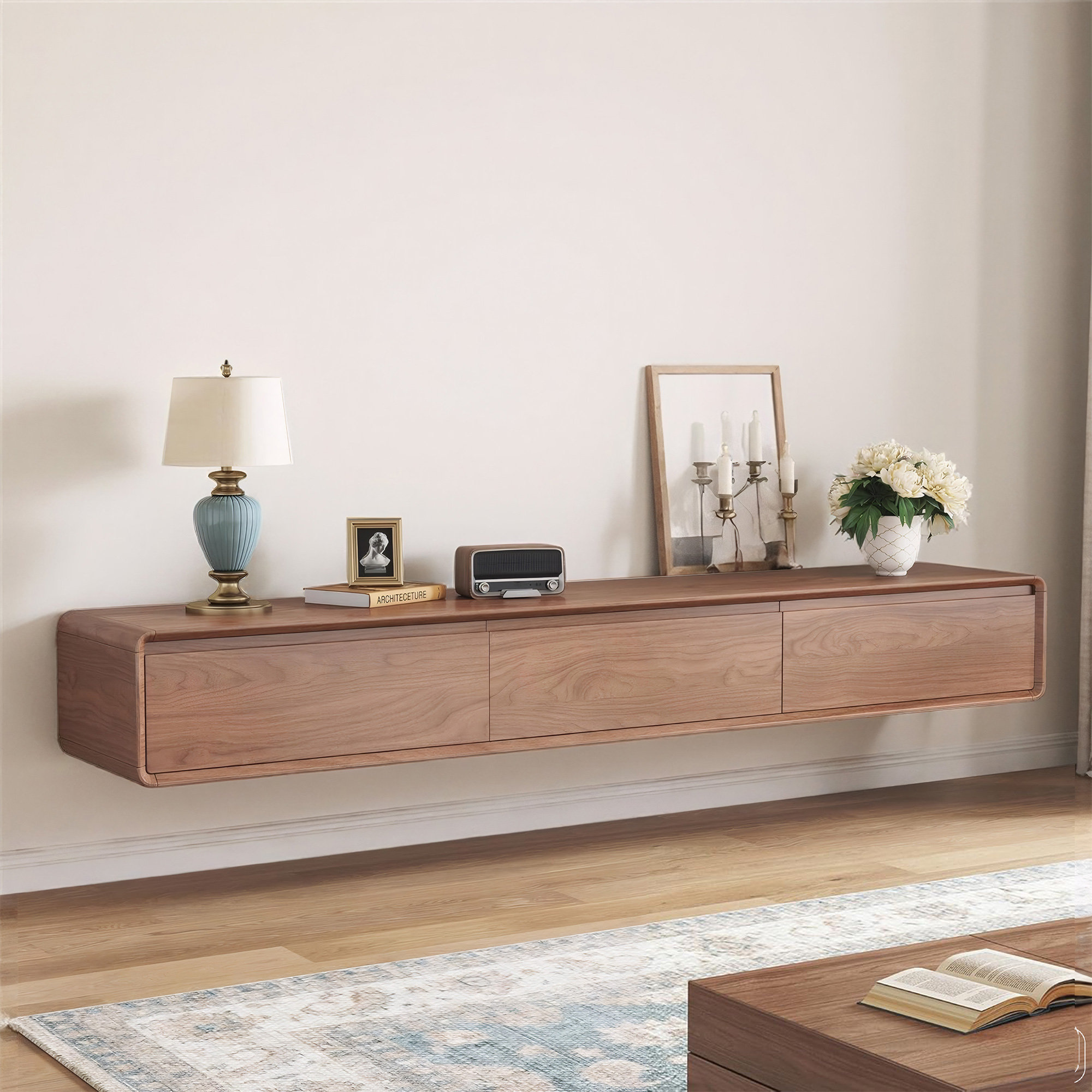 Brayden Studio Modern Floating TV Stand, 2.0m Wall-Mounted Media ...