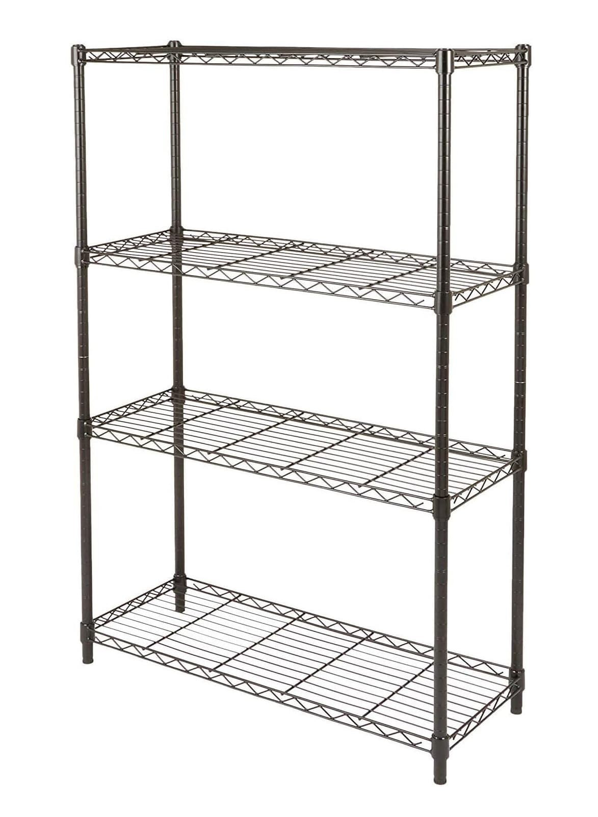 17 Stories Black 4-Shelf Heavy Duty Storage Rack - 350 lbs Capacity ...