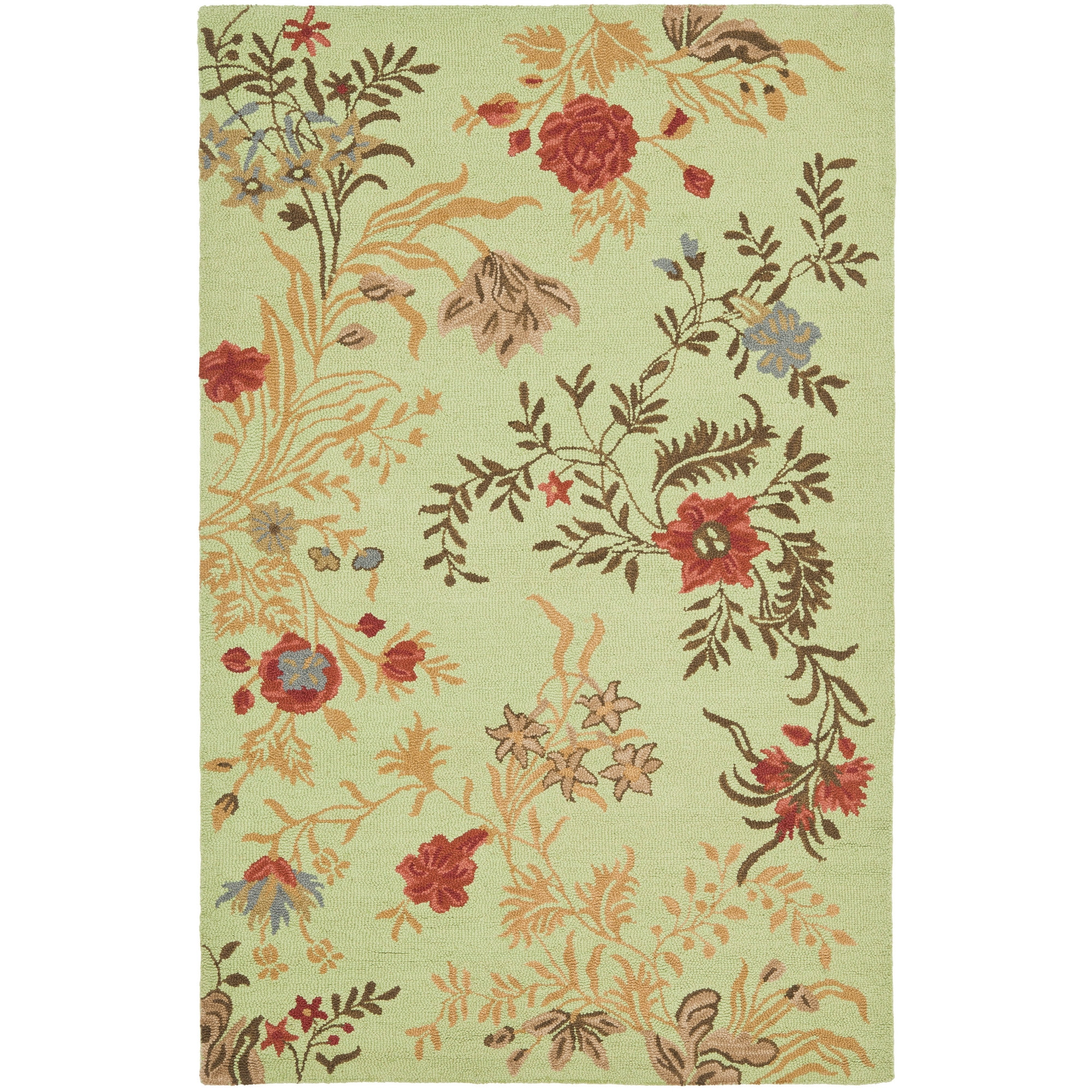 Winston Porter Emrick Floral Hand Hooked Wool Green Area Rug & Reviews ...
