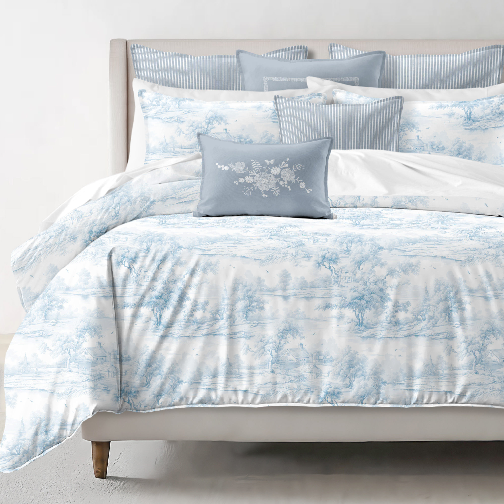 6ix Tailors Fine Linens Rustic Cabin Cornflower Blue Cotton Duvet Cover ...