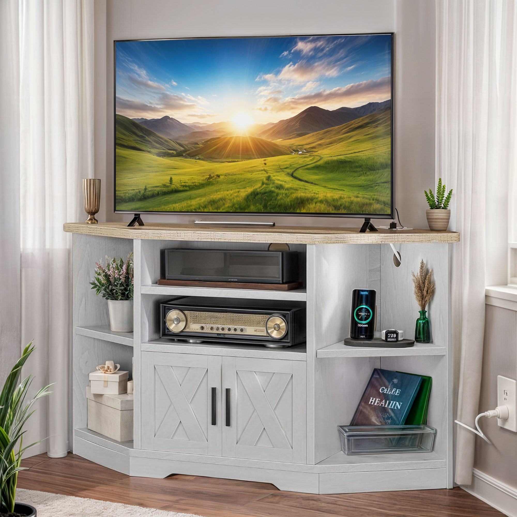 Gracie Oaks Analayah 47.20'' Modern Farmhouse Media Center Corner TV ...