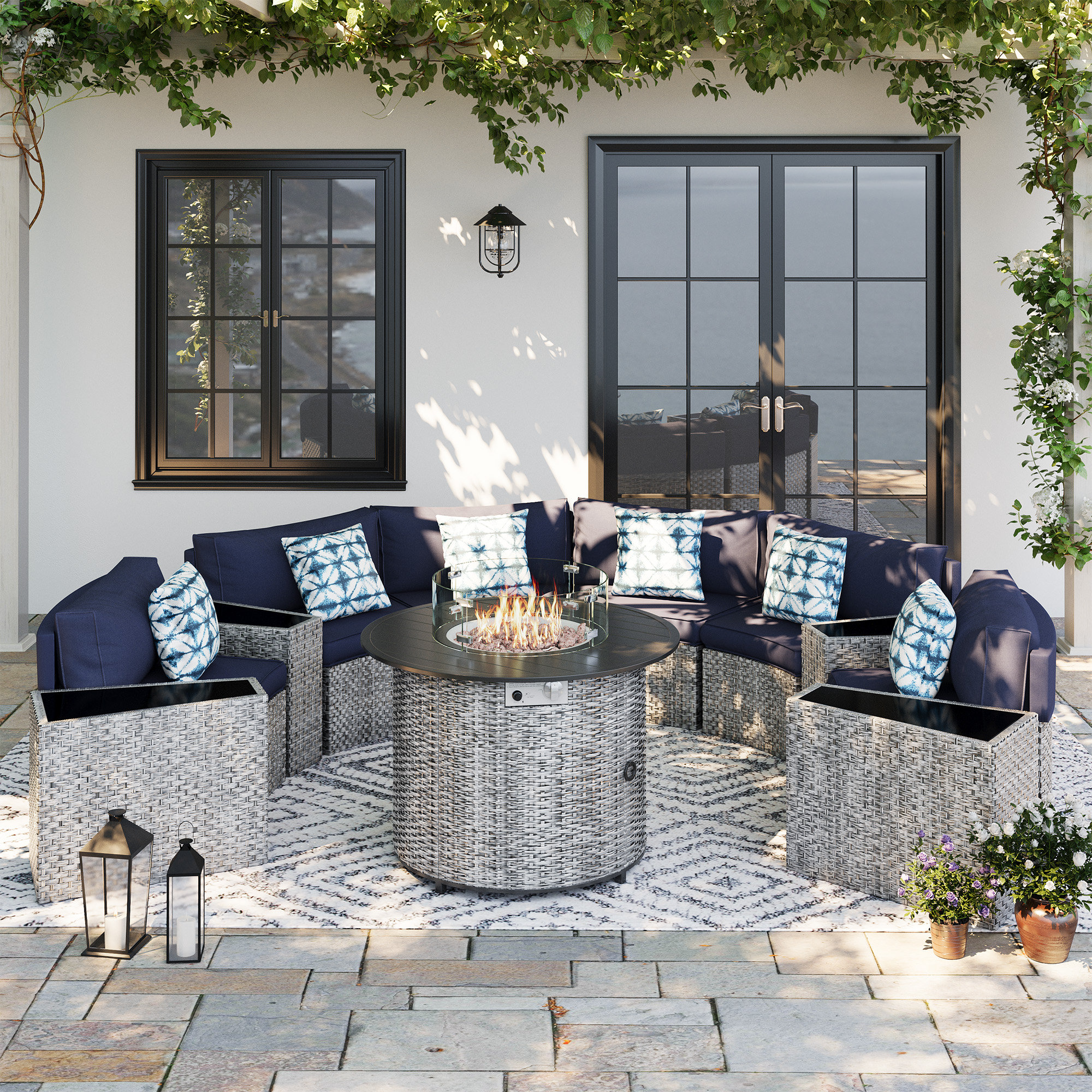 Latitude Run® 6 - Person Fully Assembled Curved Patio Conversation Set ...