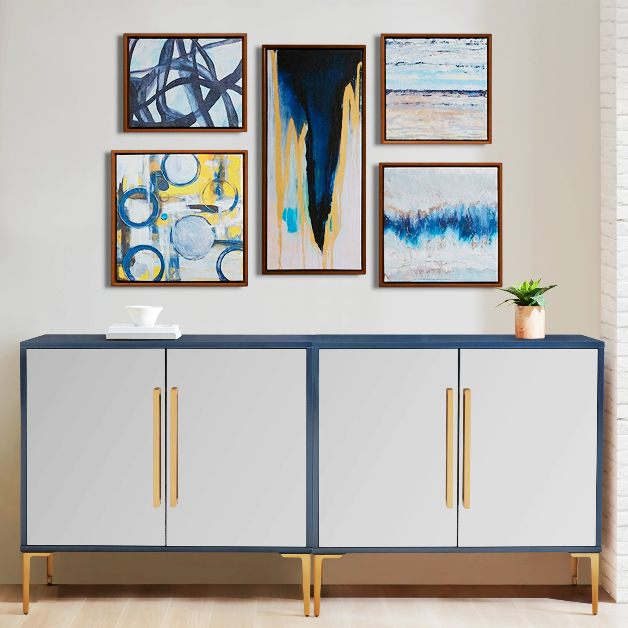 Brayden Studio Abstract 5-Piece Gallery Framed Canvas Wall Art Set ...